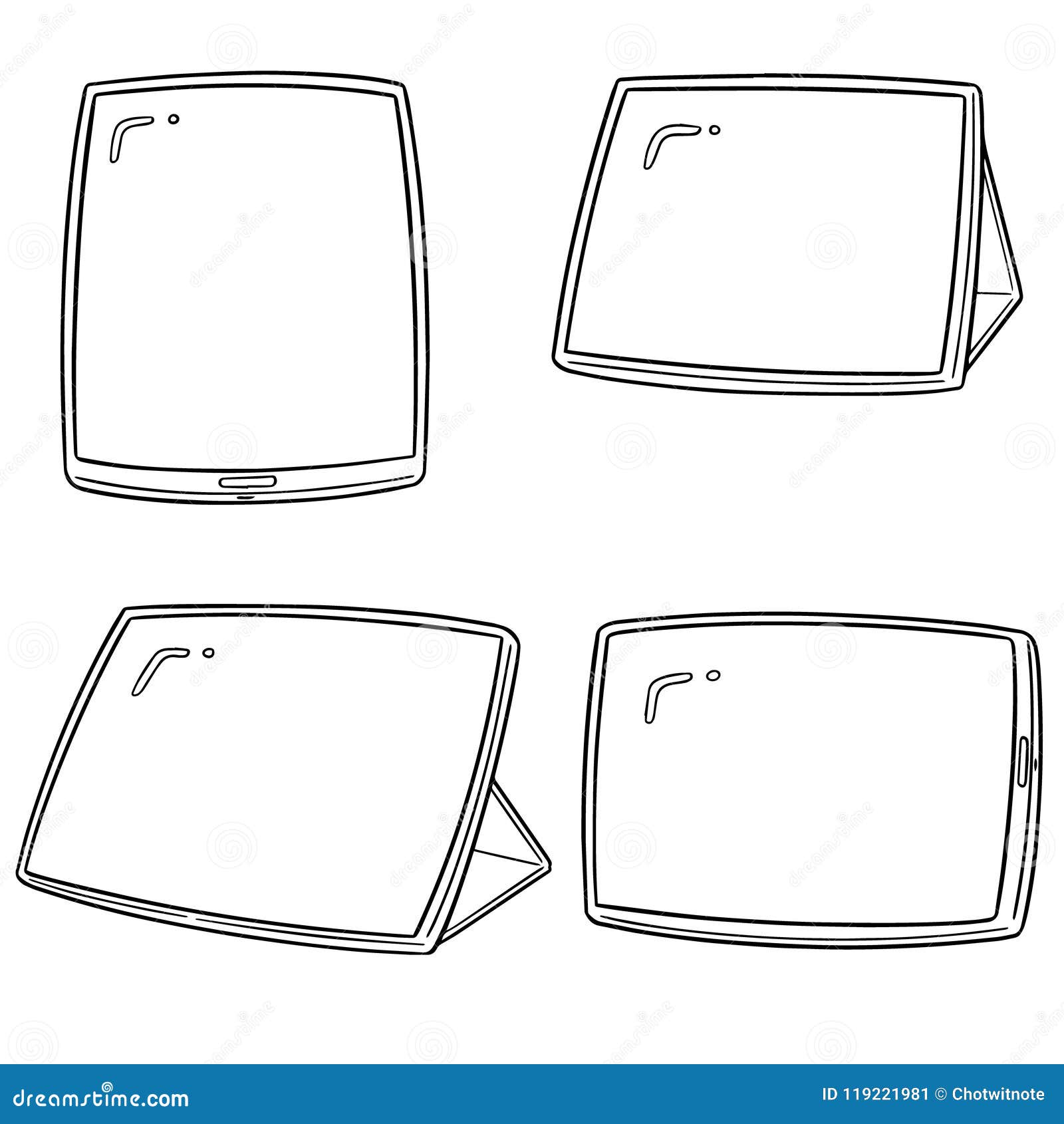 Vector Set of Tablet Cartoon Stock Vector - Illustration of comic, face ...