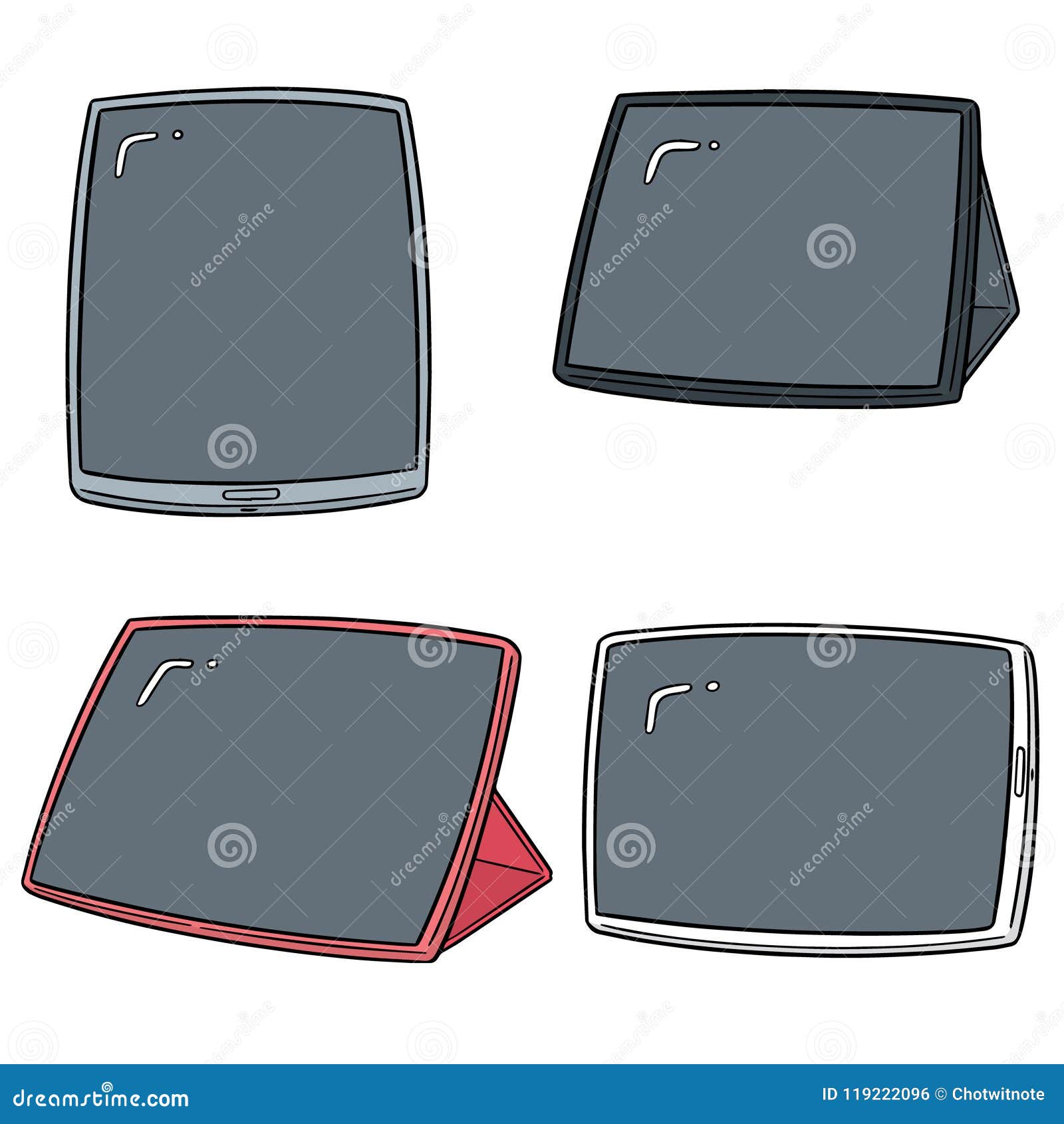 Vector Set of Tablet Cartoon Stock Vector - Illustration of simple ...