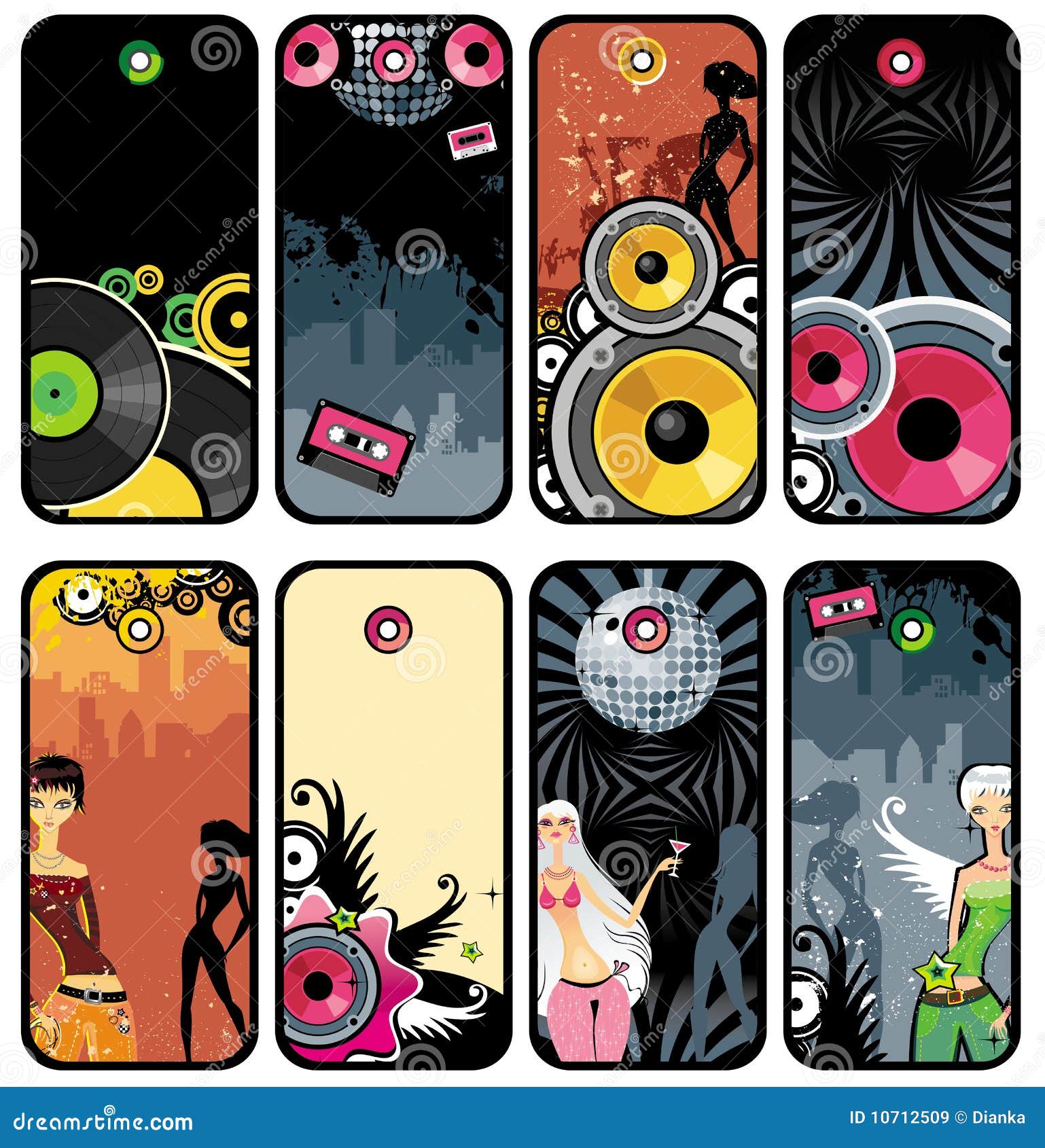 Set Of Disco Labels. Flat Design Vector Illustration | CartoonDealer ...