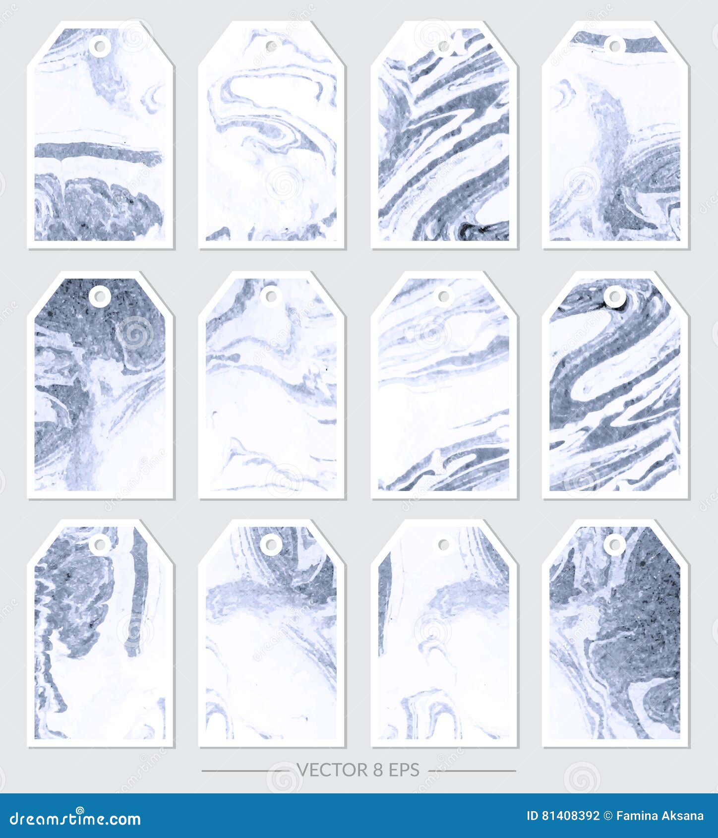 Vector. Set of Tags with Marble Textures Stock Illustration ...