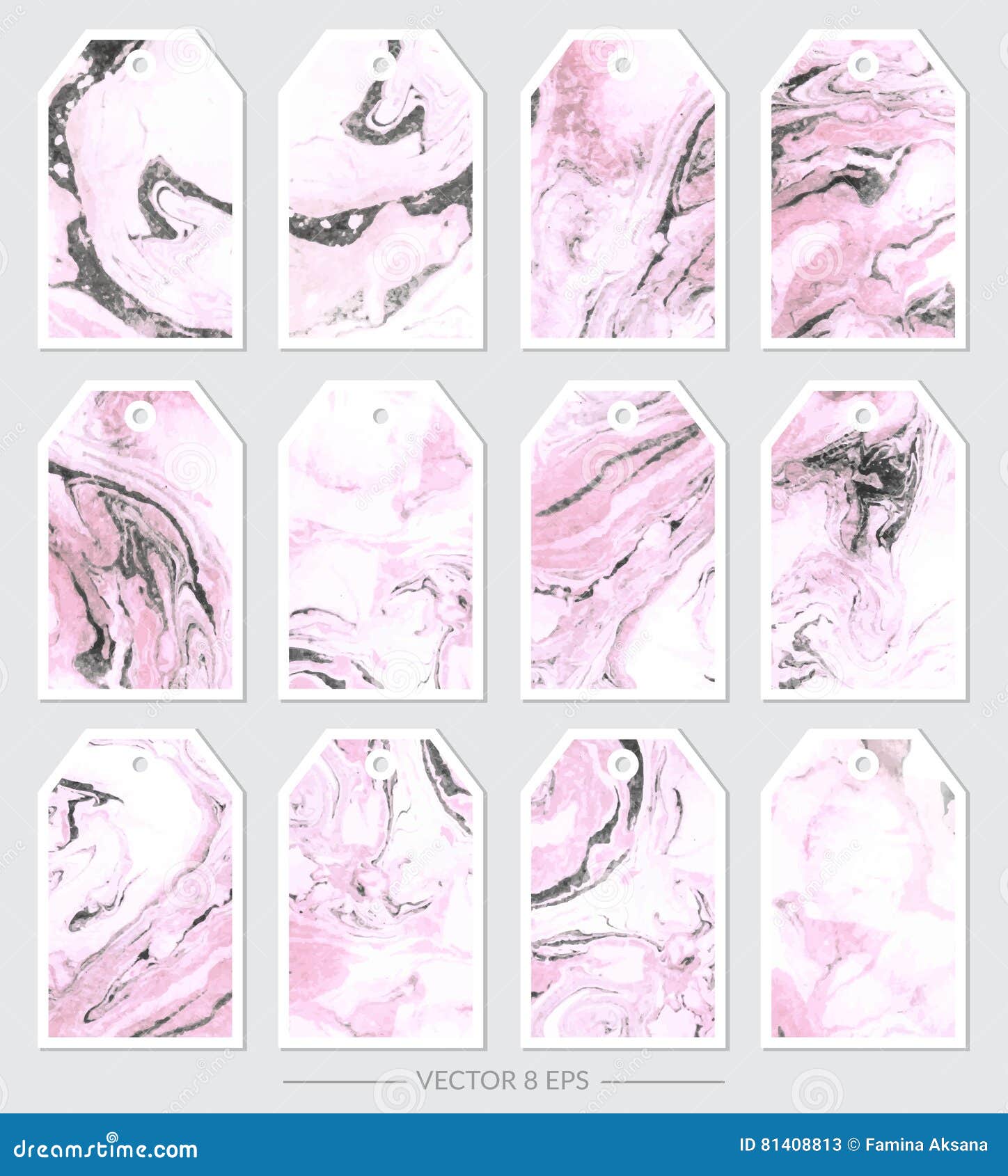 Vector. Set of Tags with Marble Textures Stock Illustration ...