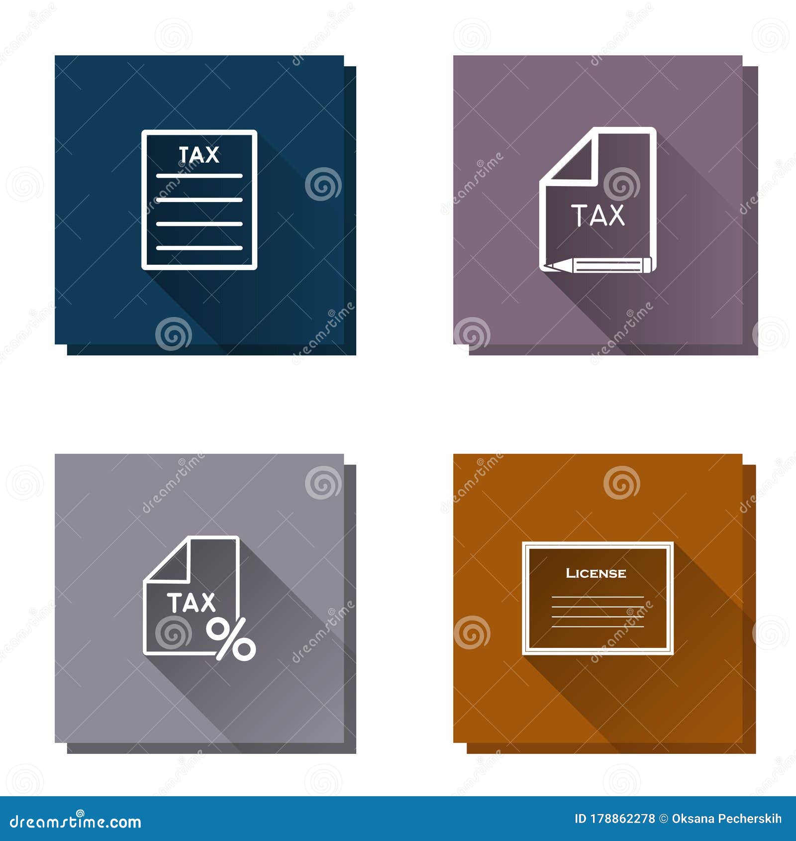 Vector Set Tax Form Icon and License Stock Vector - Illustration of ...