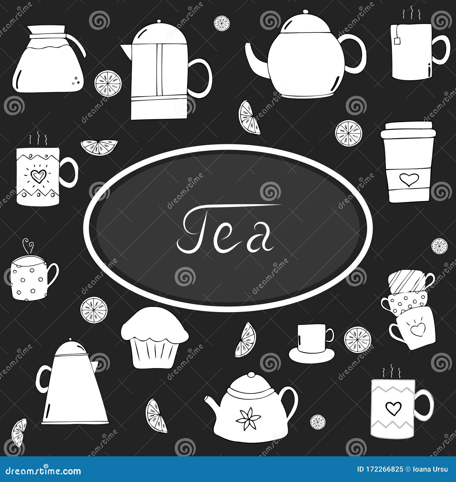 Set of Tea Doodles Vector Illustration with Tea Elements Stock Vector ...