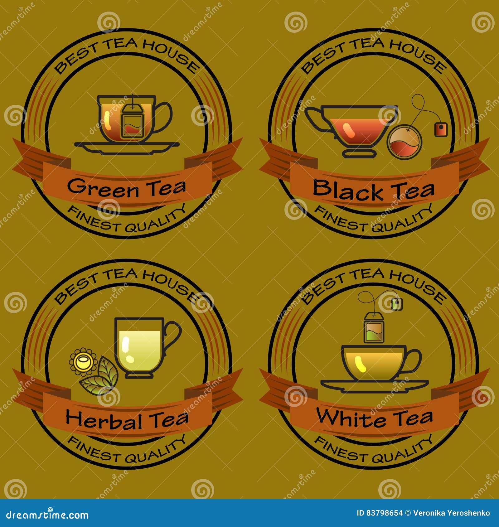 Vector Set Of Tea Shop Logos, Logotype Design Elements. | CartoonDealer ...