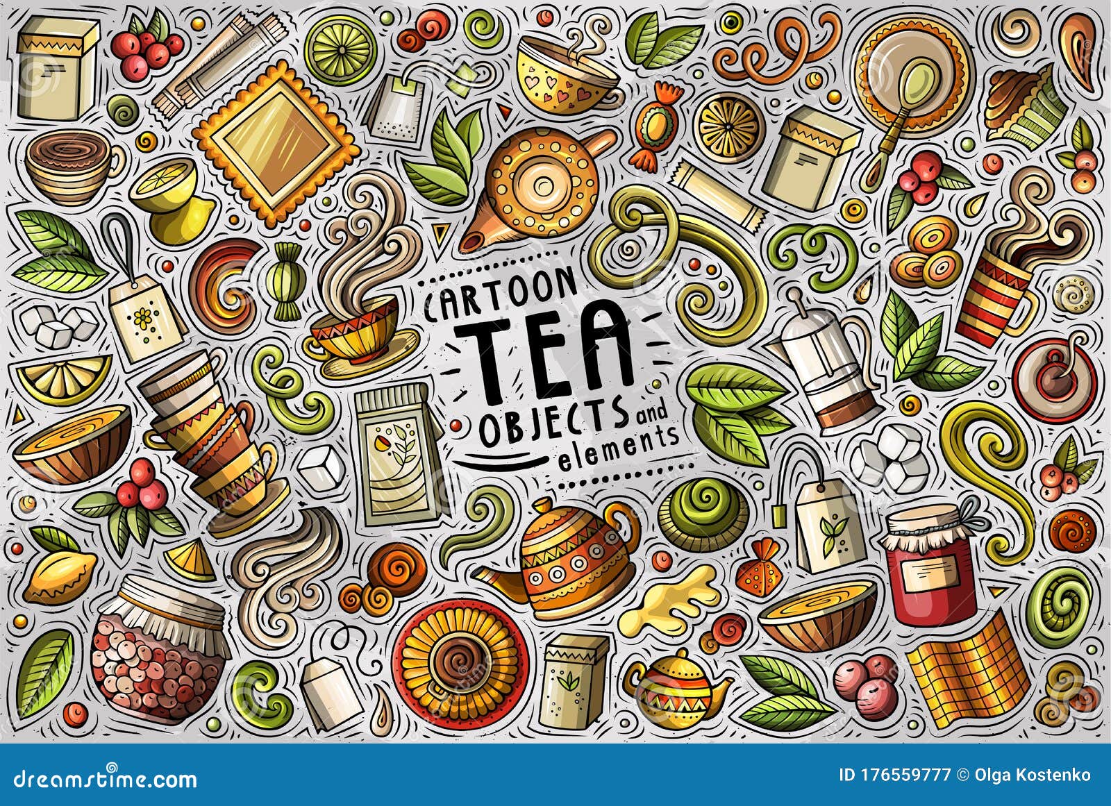 Vector Set of Tea Theme Items, Objects and Symbols Stock Vector ...