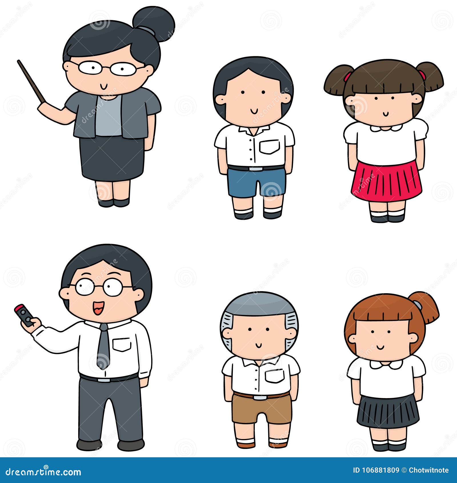 Vector Set of Teacher and Student Stock Vector - Illustration of cute ...