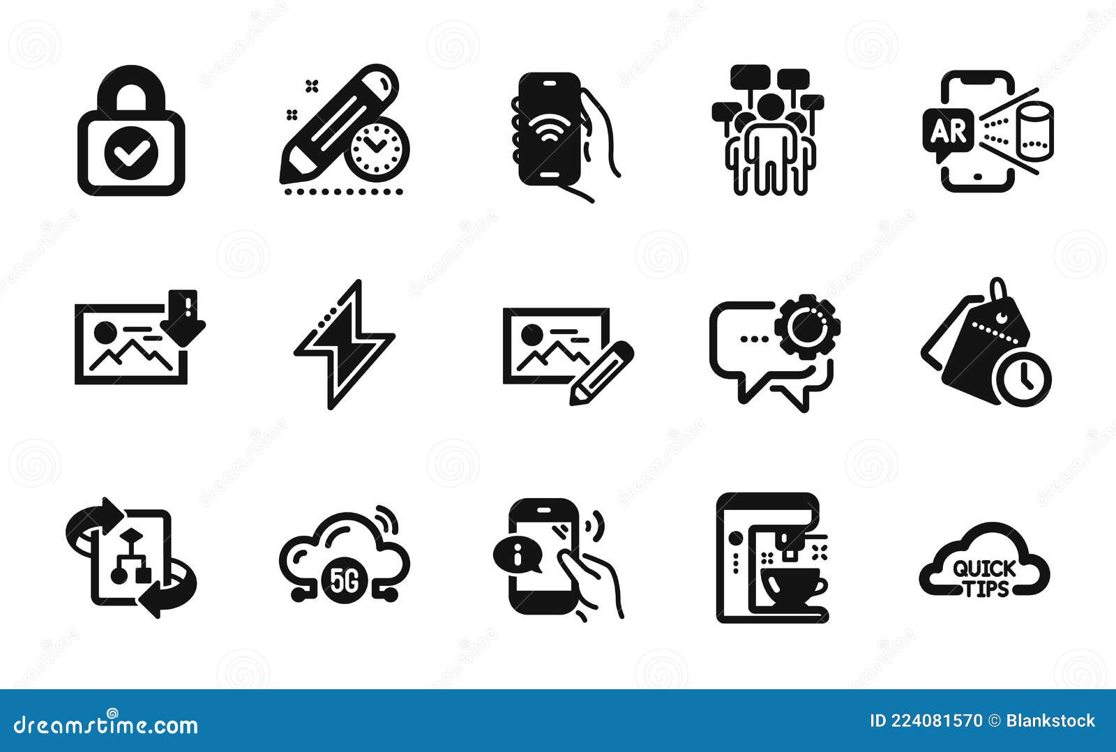 Vector Set Of Technical Algorithm Project Deadline And Internet App