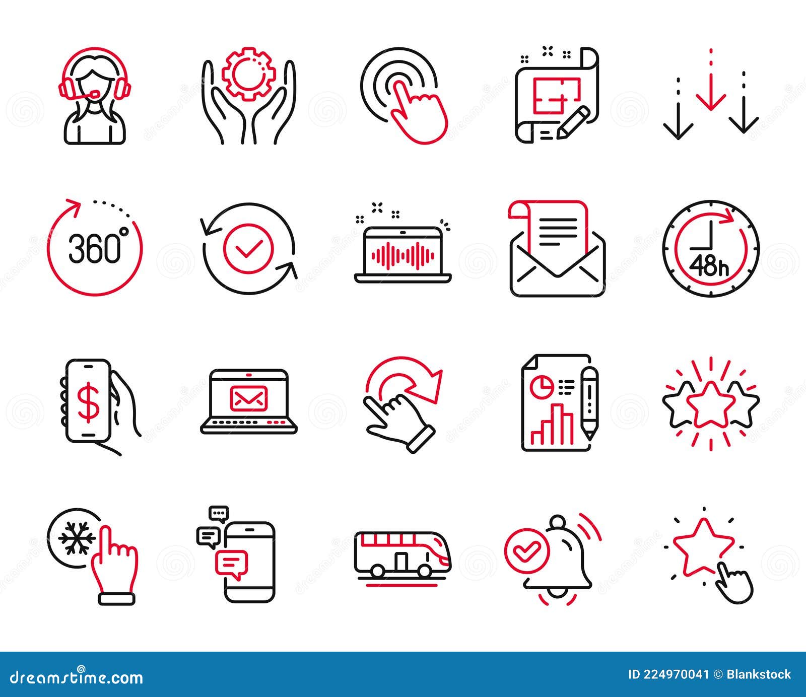 Vector Set of Technology Icons Related To Scroll Down, Star and 360 ...