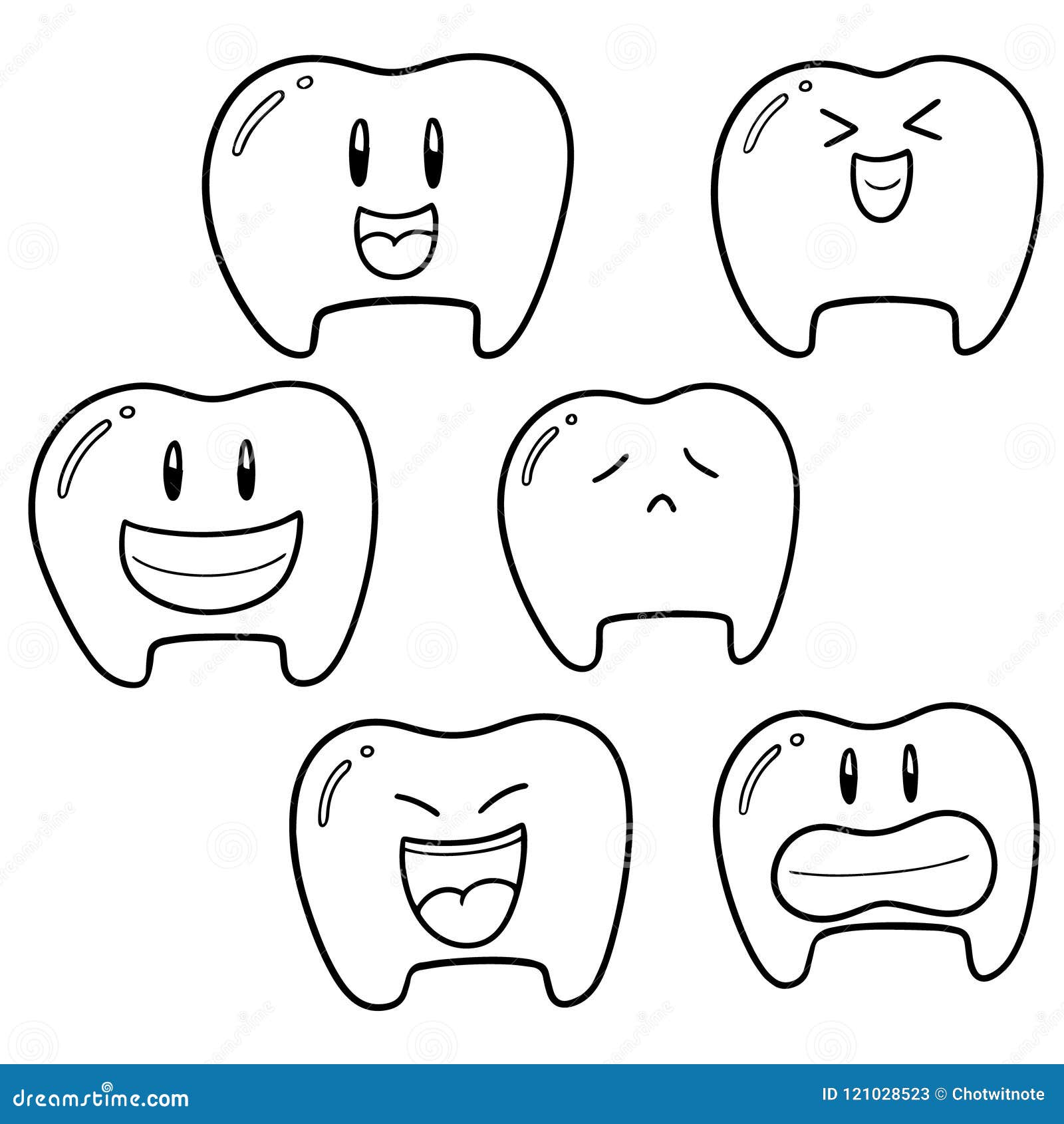 Vector set of teeth stock vector. Illustration of drawn - 121028523