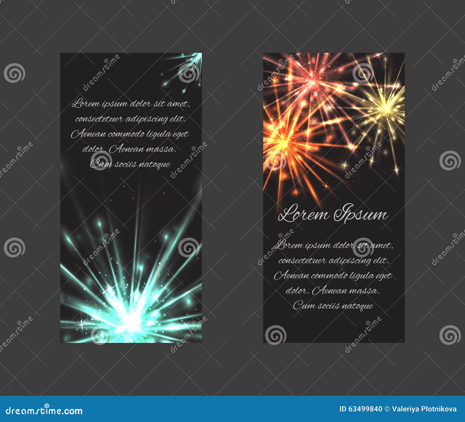 Vector Set of Templates with Fireworks Stock Vector - Illustration of ...