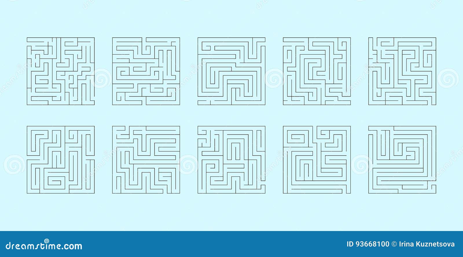 A Set Of Square Mazes For Children. Simple Flat Vector Illustration ...