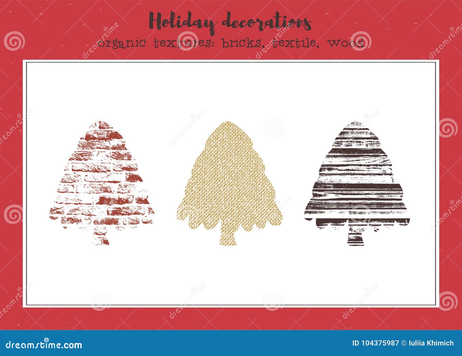 Vector Set of Textured Christmas Trees Stock Vector - Illustration of ...