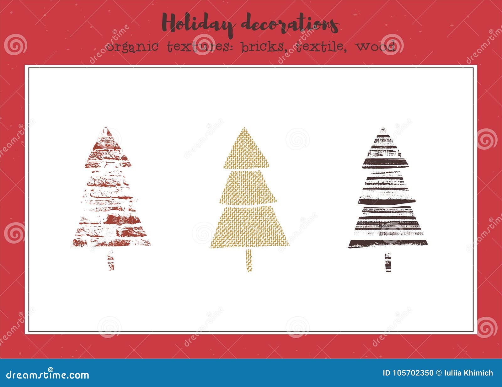 Vector Set of Textured Christmas Trees Stock Vector - Illustration of ...