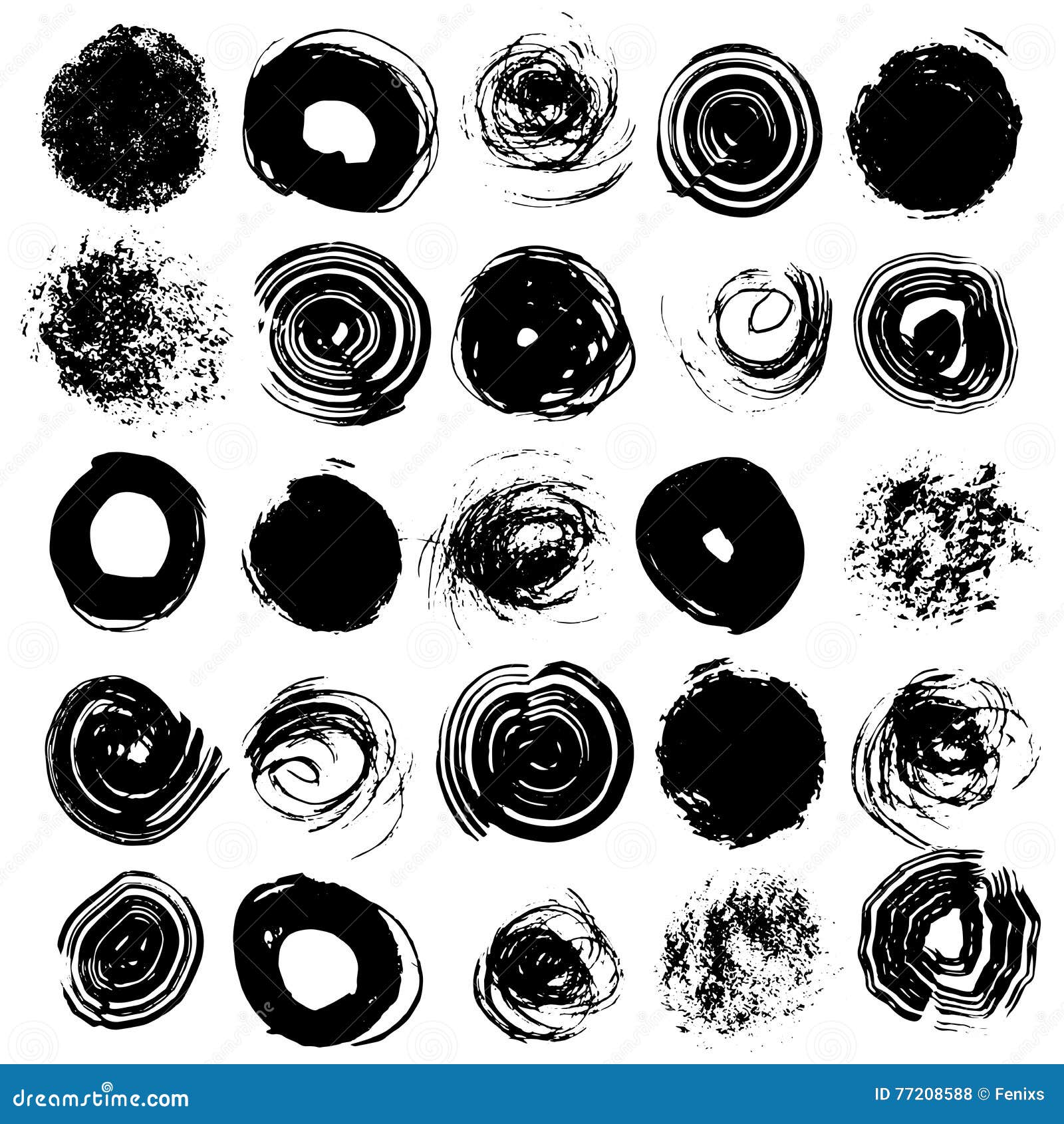 Vector Set of Textured Circle Stock Vector - Illustration of drawing ...