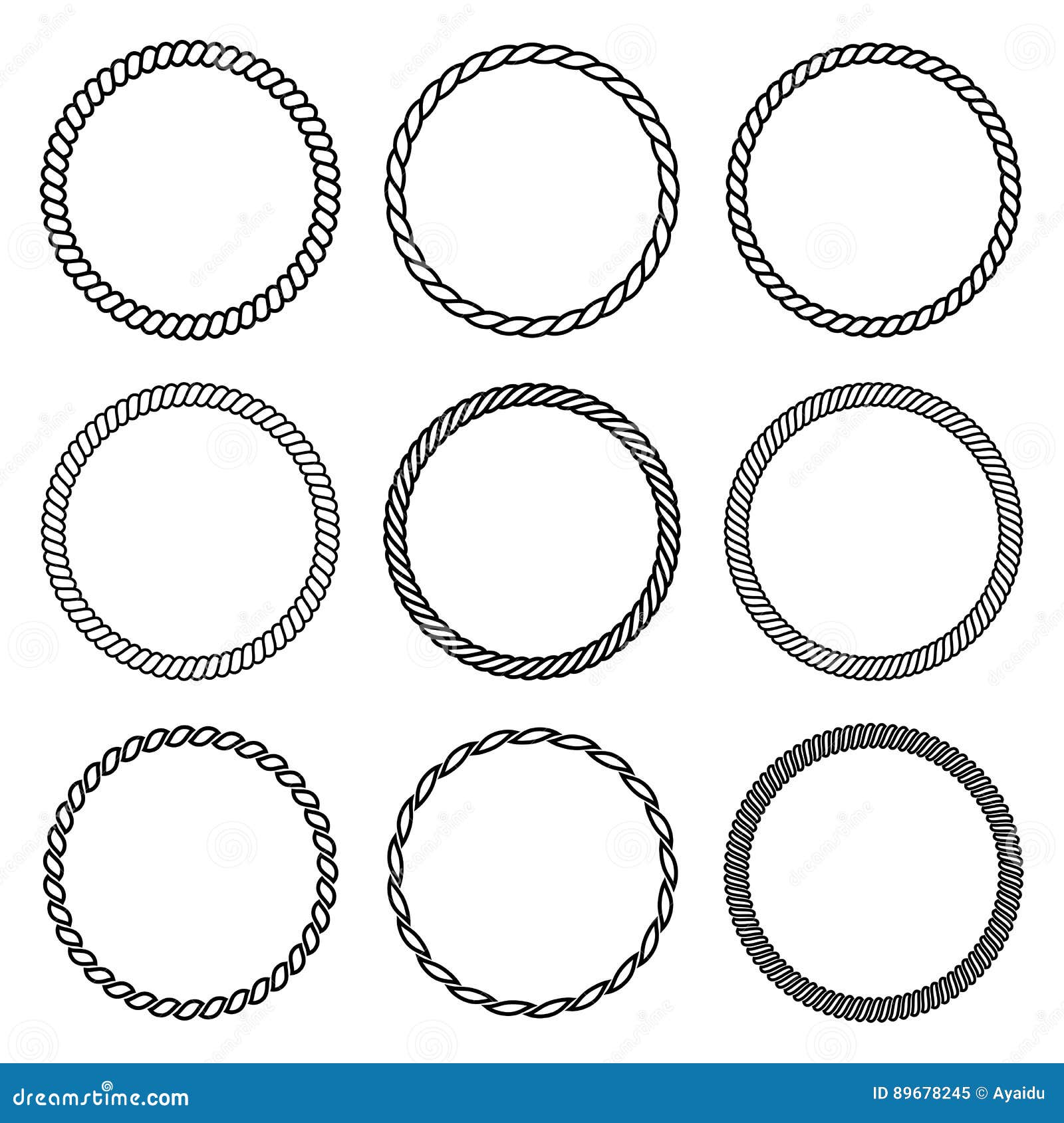 Vector Set of Thick and Thin Round Rope Frame. Stock Vector ...