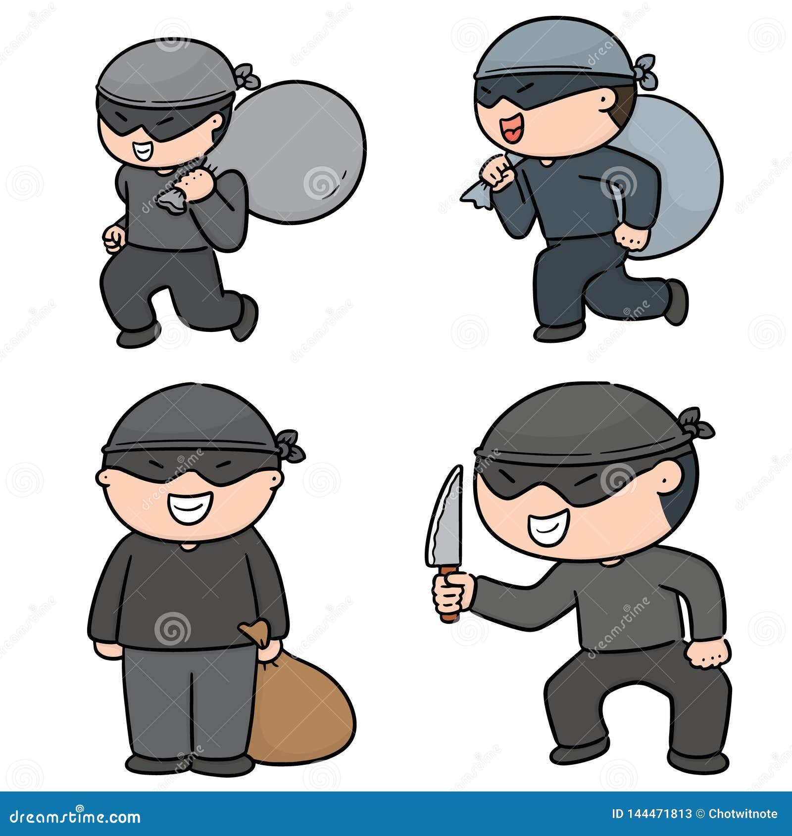 Vector set of thief stock vector. Illustration of drawn - 144471813