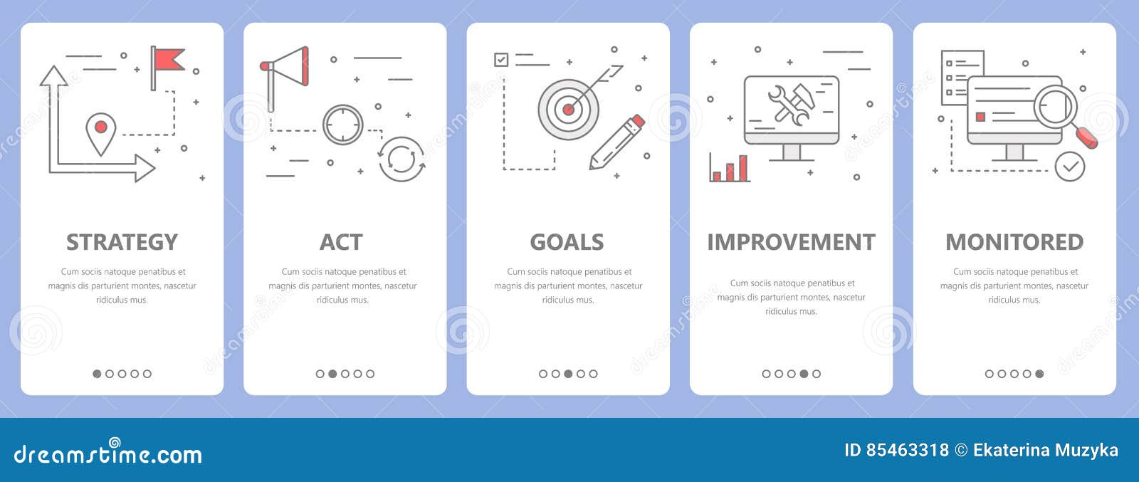 Vector Set of Thin Line Flat Design Action Plan Concept Banners Stock ...