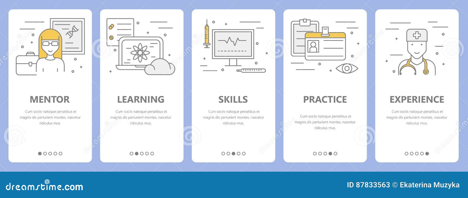 Vector Set Of Thin Line Flat Design Internship Concept Banners ...