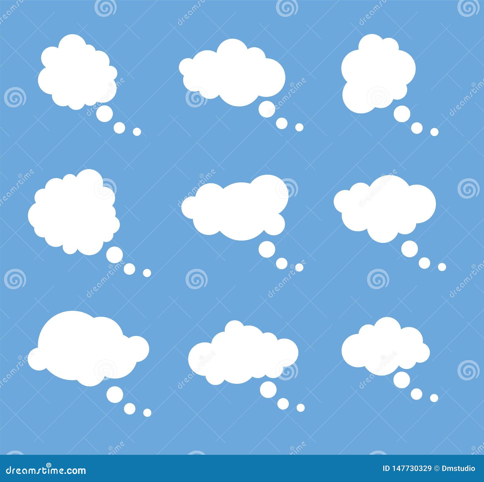 Vector Set of Thought White Bubbles Stock Vector - Illustration of ...