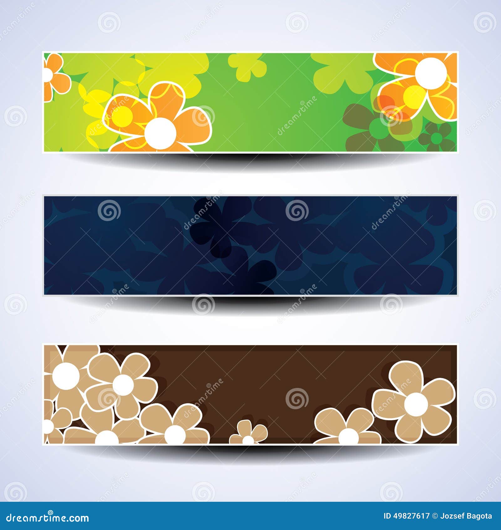 Vector Set of Three Banner Designs with Flowers Stock Vector ...
