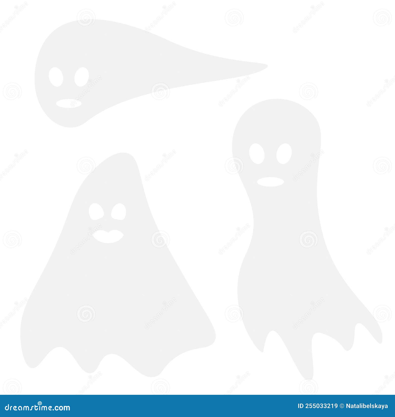 Vector Set of Three Ghosts for Halloween on a Transparent Background in ...