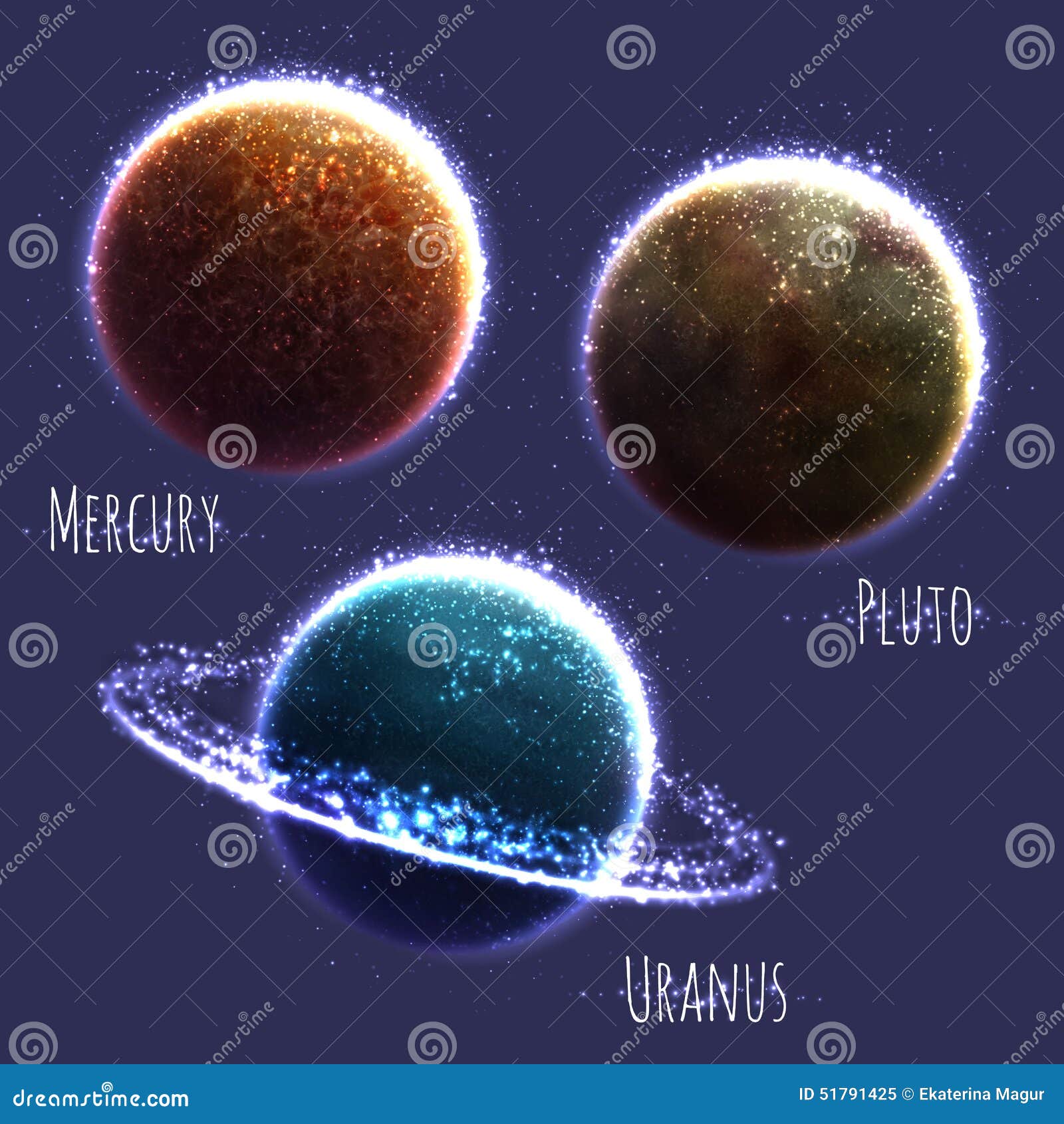 Vector Set with Three Solar System Planets Stock Vector - Illustration ...