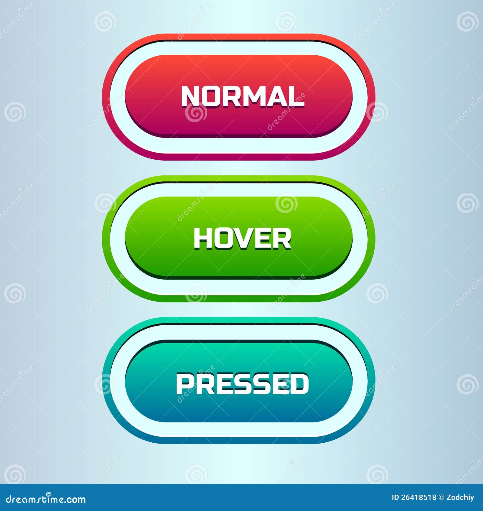 Vector Set of Three States of Web Button Stock Vector - Illustration of ...