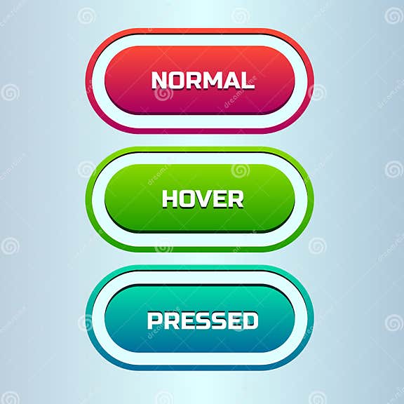 Vector Set of Three States of Web Button Stock Vector - Illustration of ...
