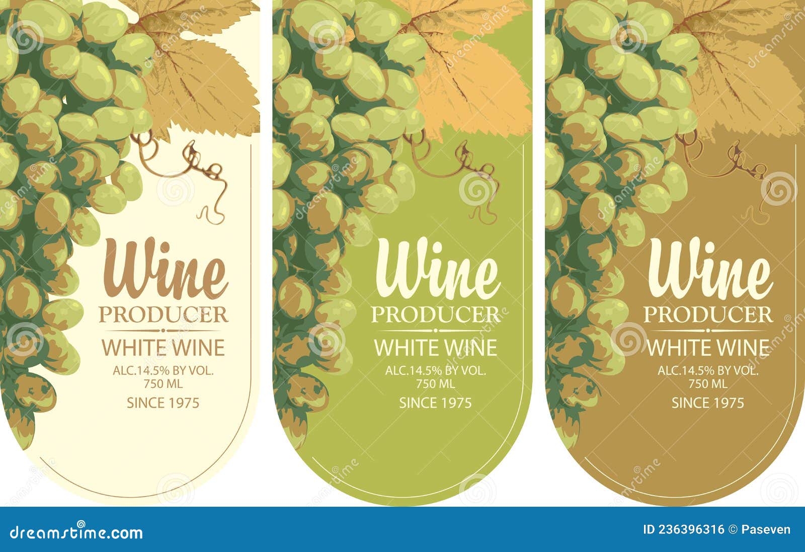 Vector Set of Three Wine Labels with Grape Bunches Stock Vector ...