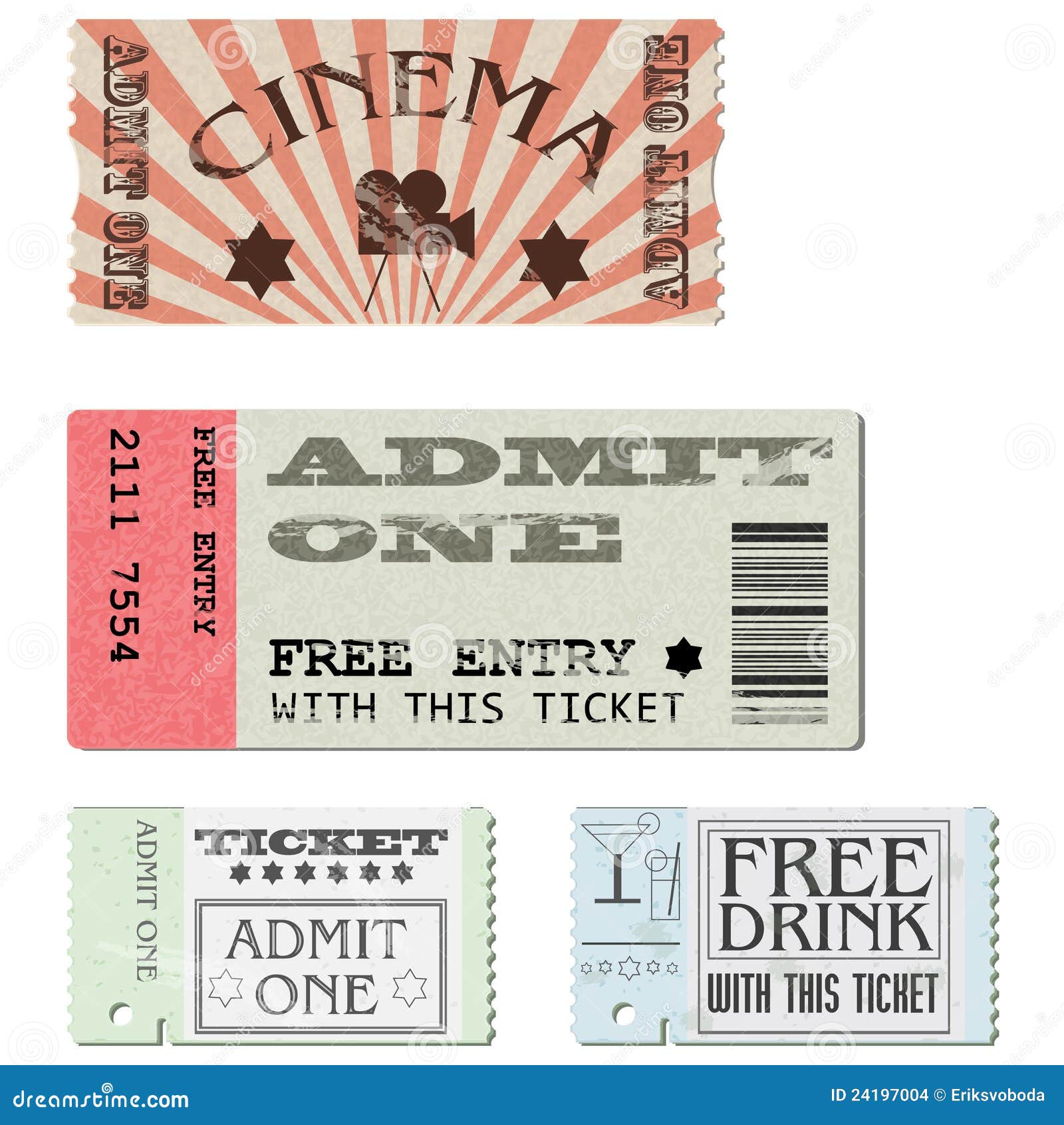 Vector set tickets stock vector. Illustration of numbered - 24197004
