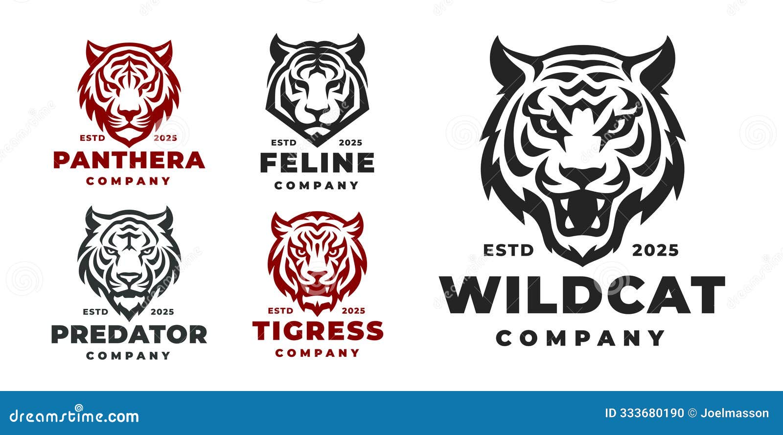 Tiger Emblem Set Featuring Wild Cat Company Logos Stock Illustration ...