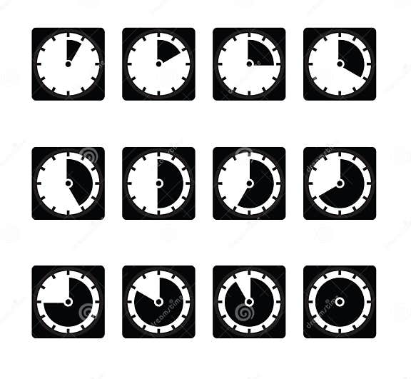 Vector Set of Timer Icons. Different Time Interval Icons Stock Vector ...