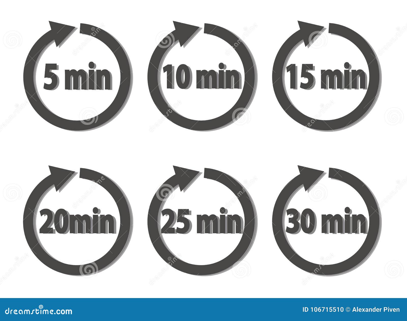 Vector Set Of Timer Icons Different Time Interval Icons Stock Vector