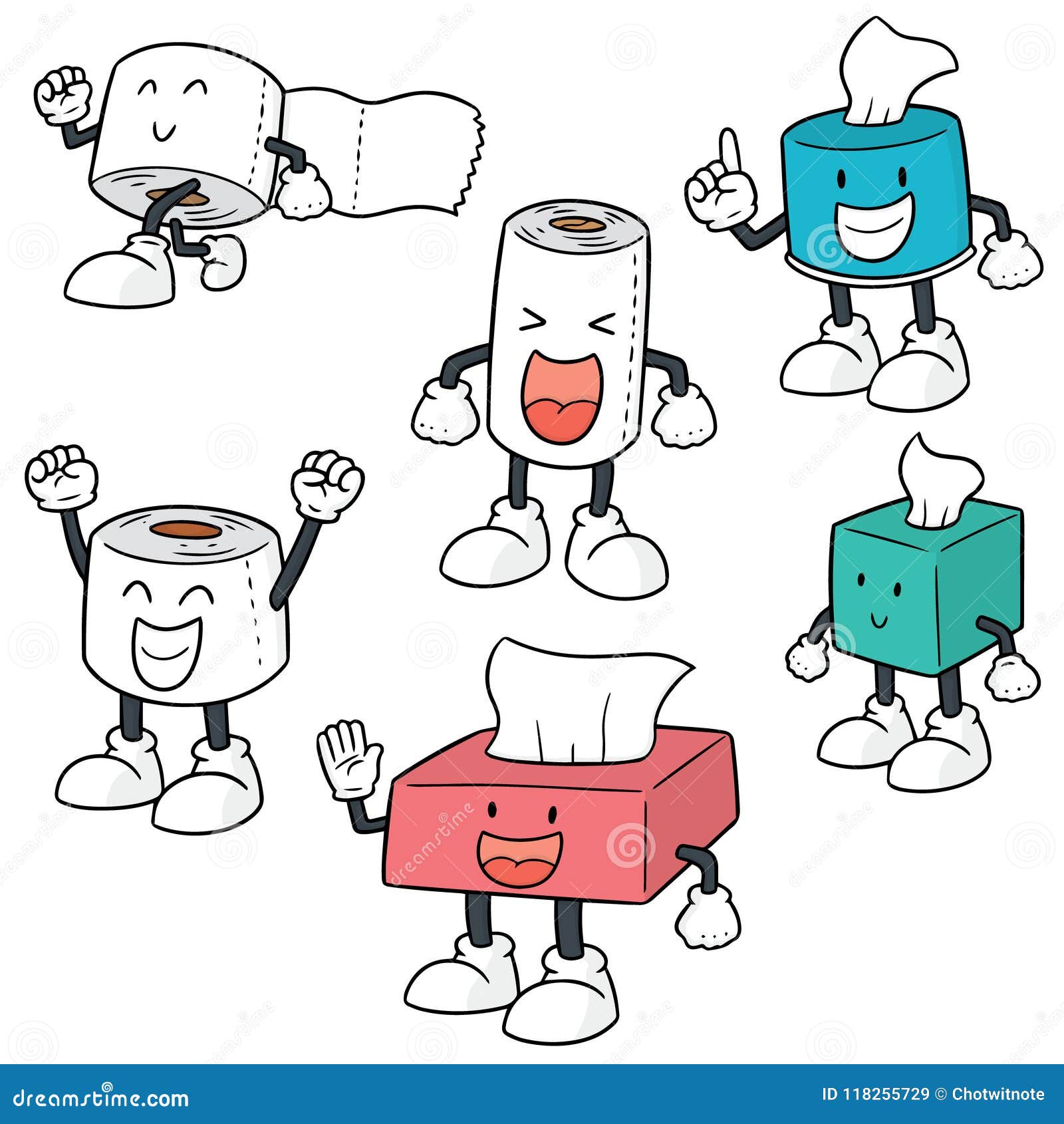 Vector Set of Tissue Paper Cartoon Stock Vector - Illustration of mouth ...