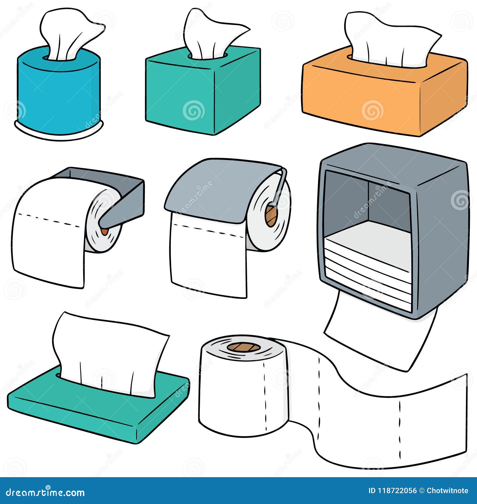 Vector set of tissue paper stock vector. Illustration of bathroom ...