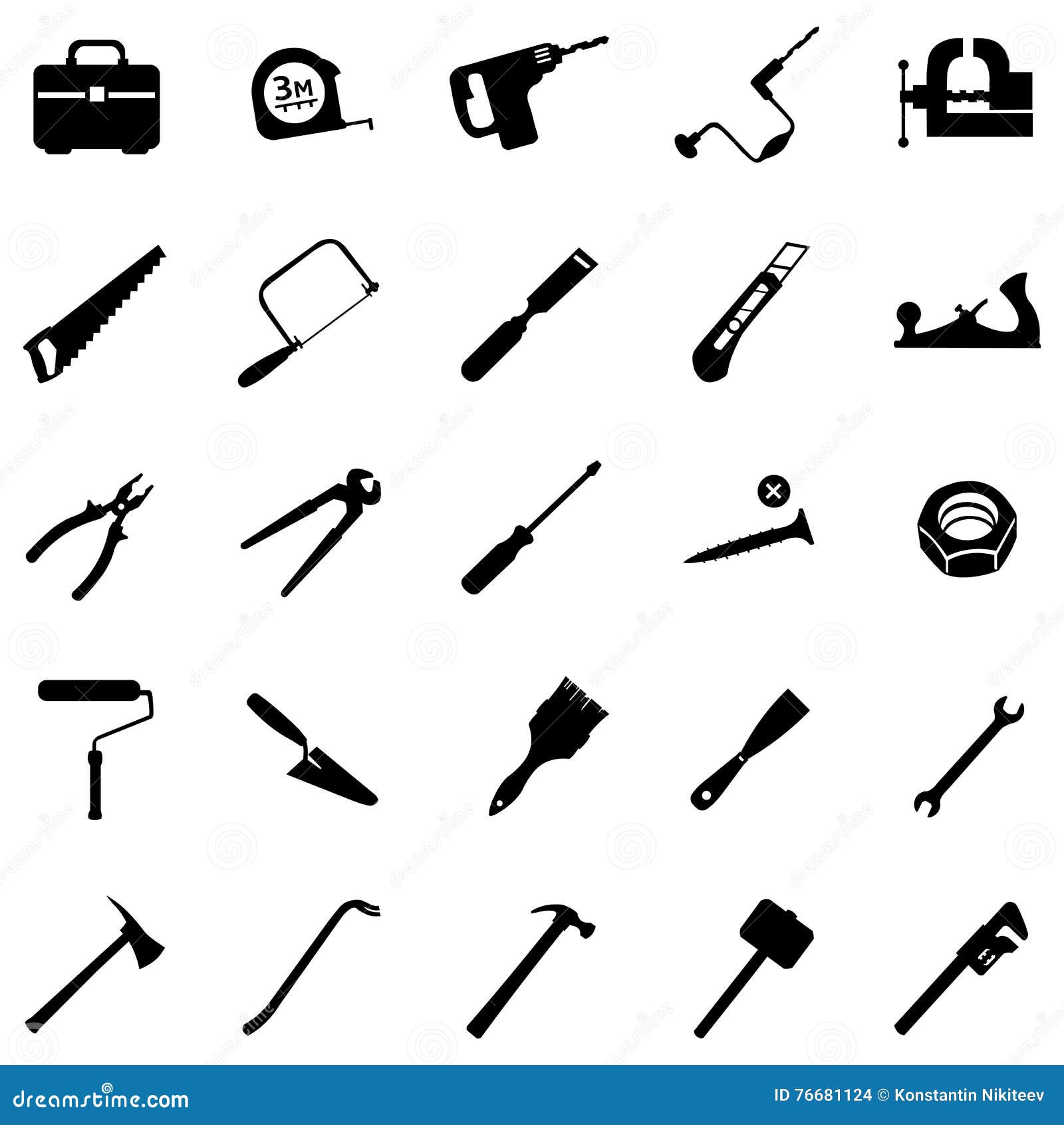 Vector Set of 25 Tool Icons Stock Vector - Illustration of icon ...