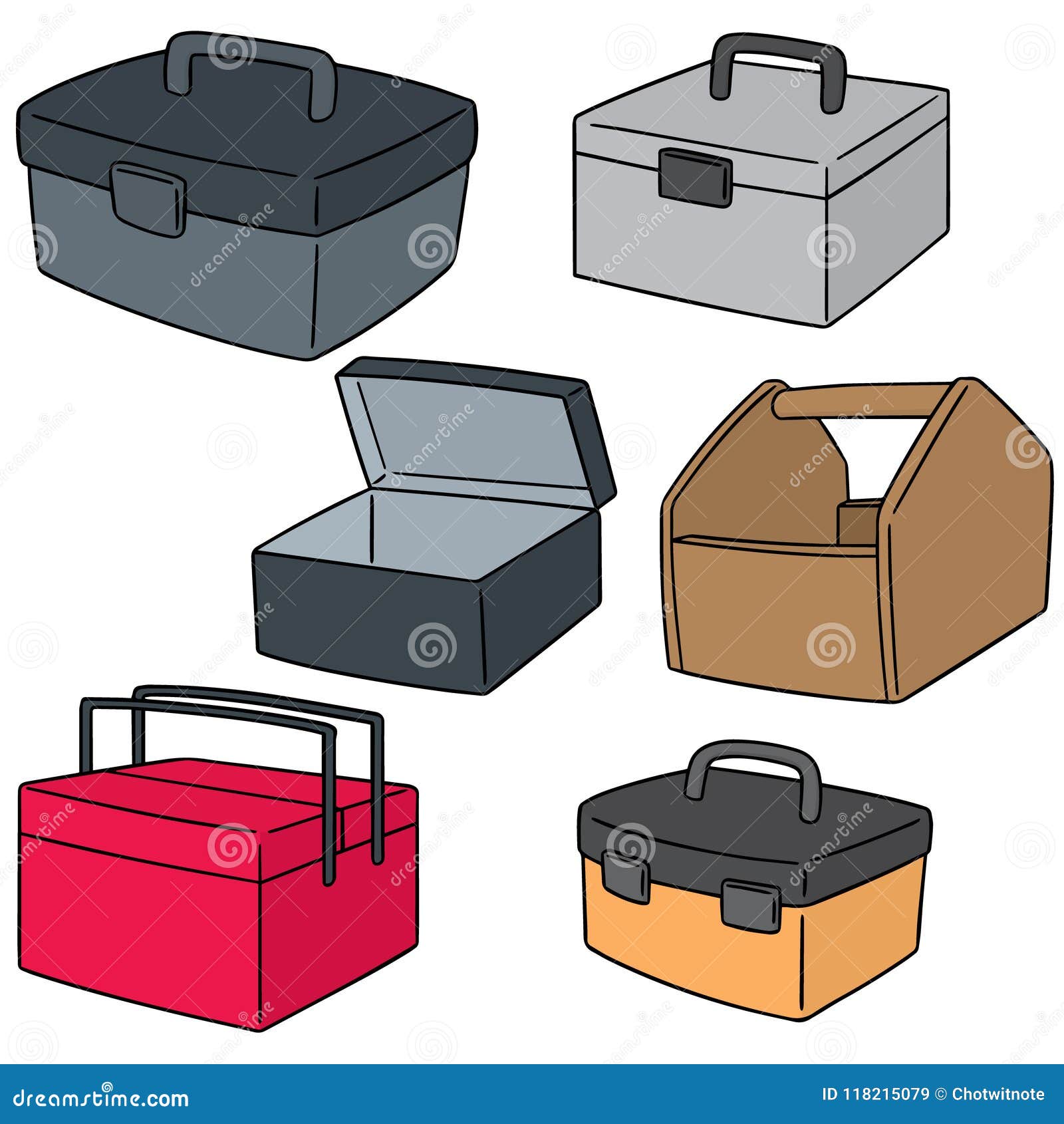 Vector set of toolbox stock vector. Illustration of draw - 118215079