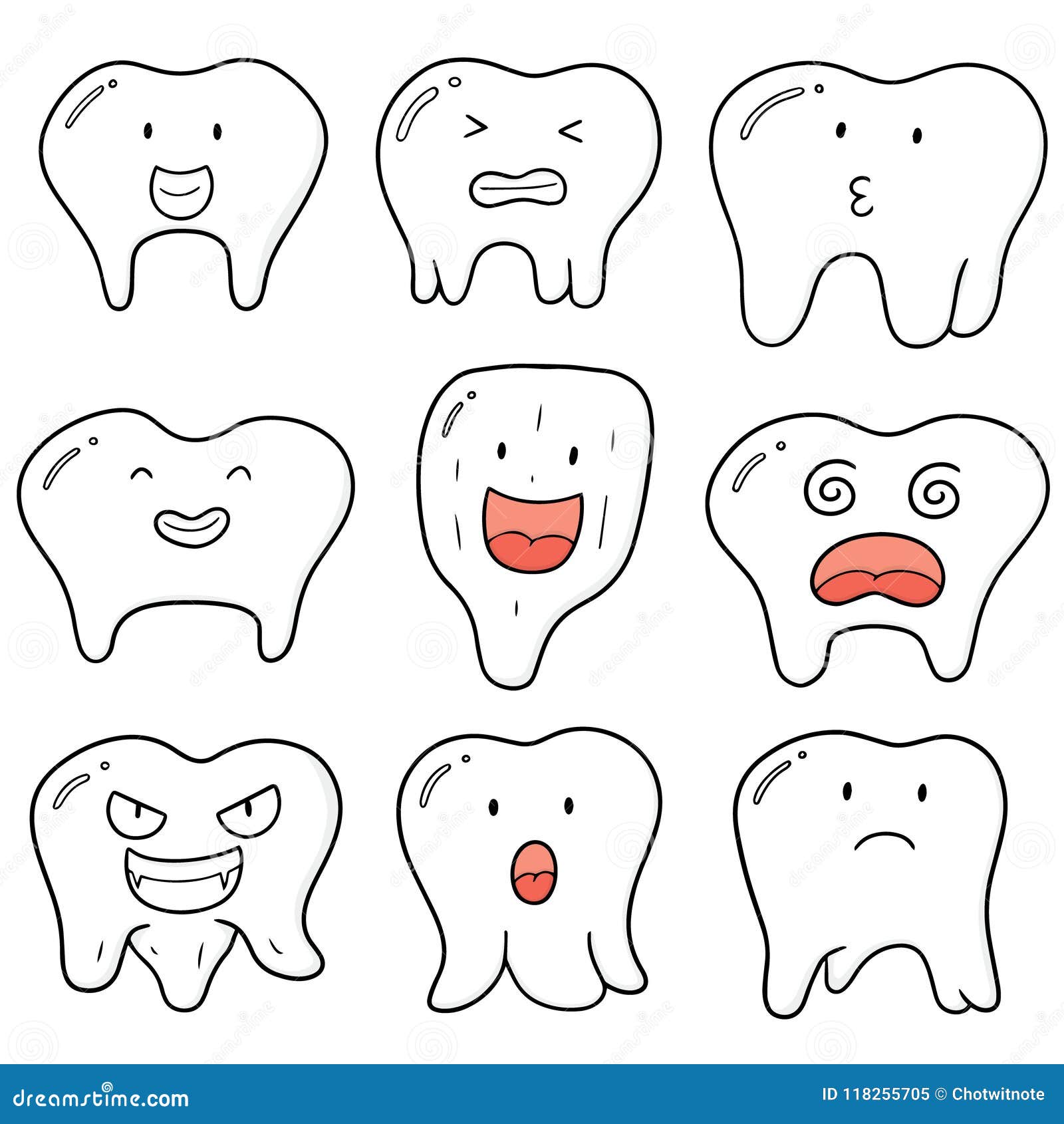 Vector set of tooth stock vector. Illustration of help - 118255705
