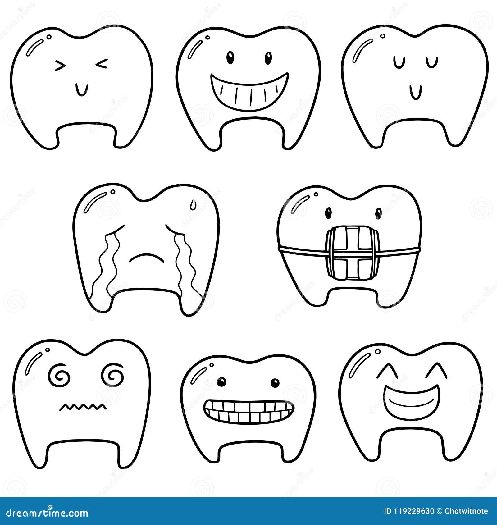Vector set of tooth stock vector. Illustration of dentistry - 119229630