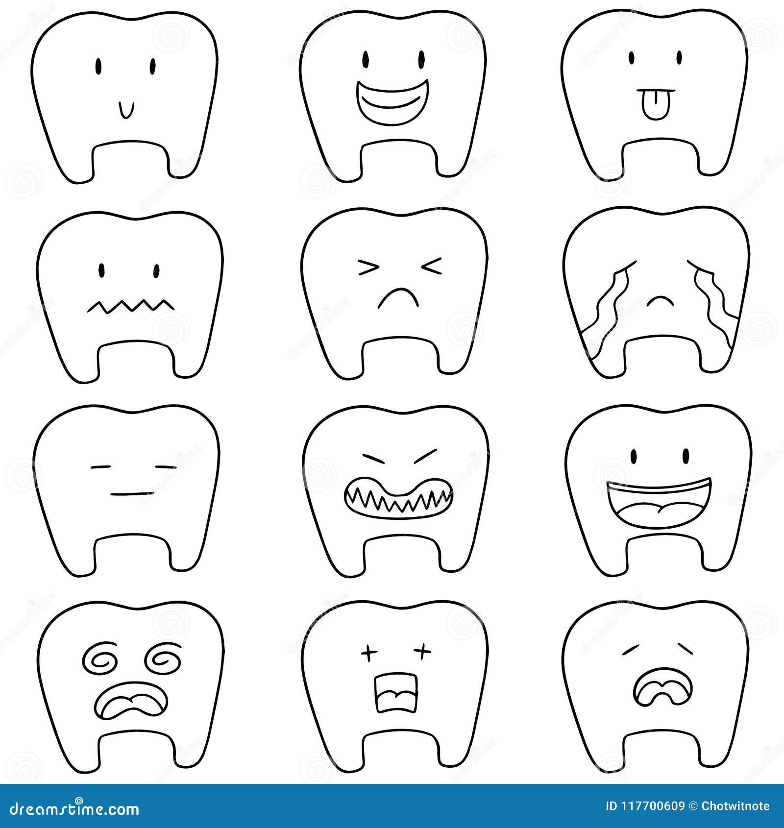 Vector set of tooth stock vector. Illustration of design - 117700609