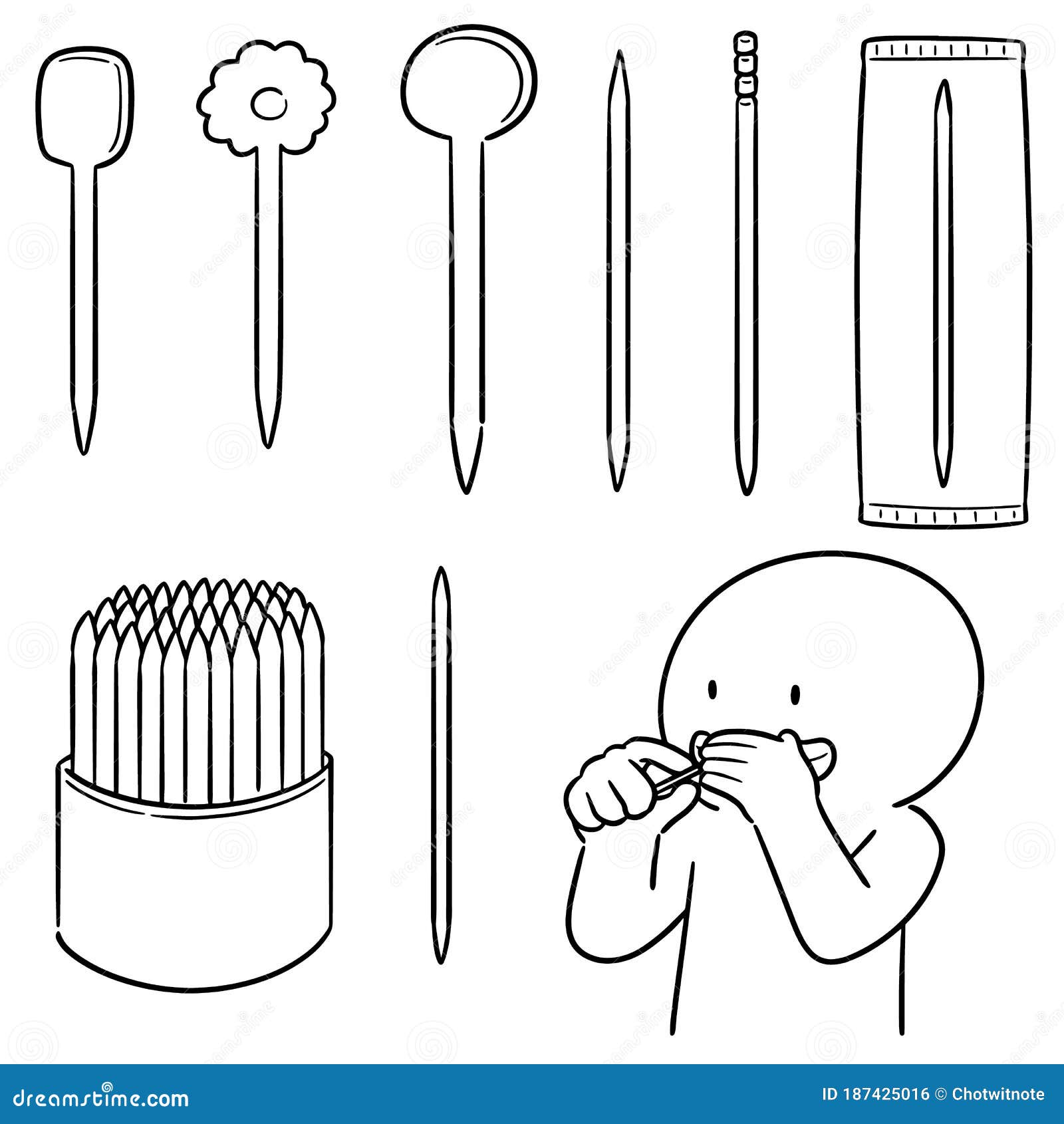 Vector set of toothpick stock vector. Illustration of sign - 187425016