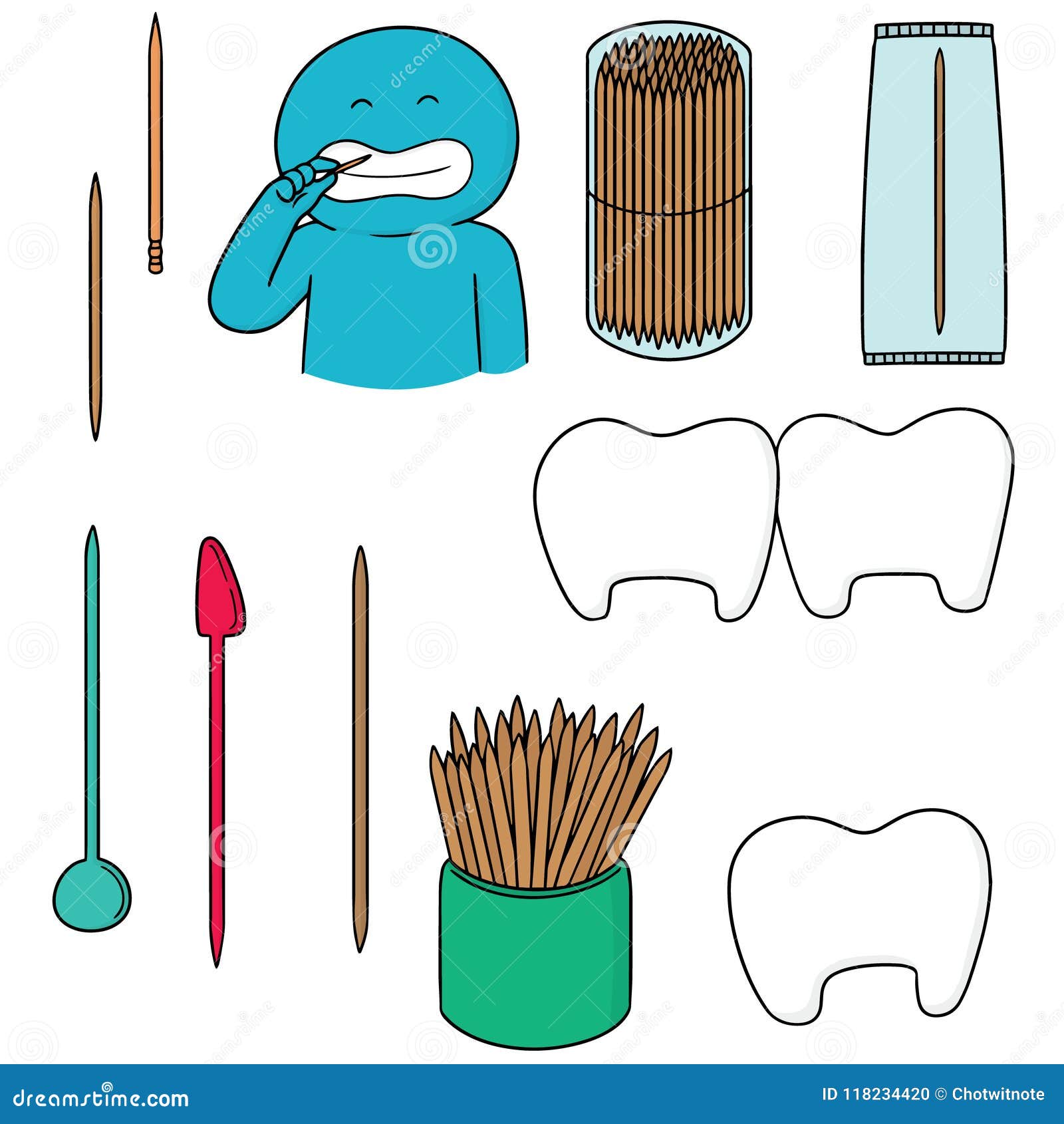 Vector set of toothpick stock vector. Illustration of food - 118234420