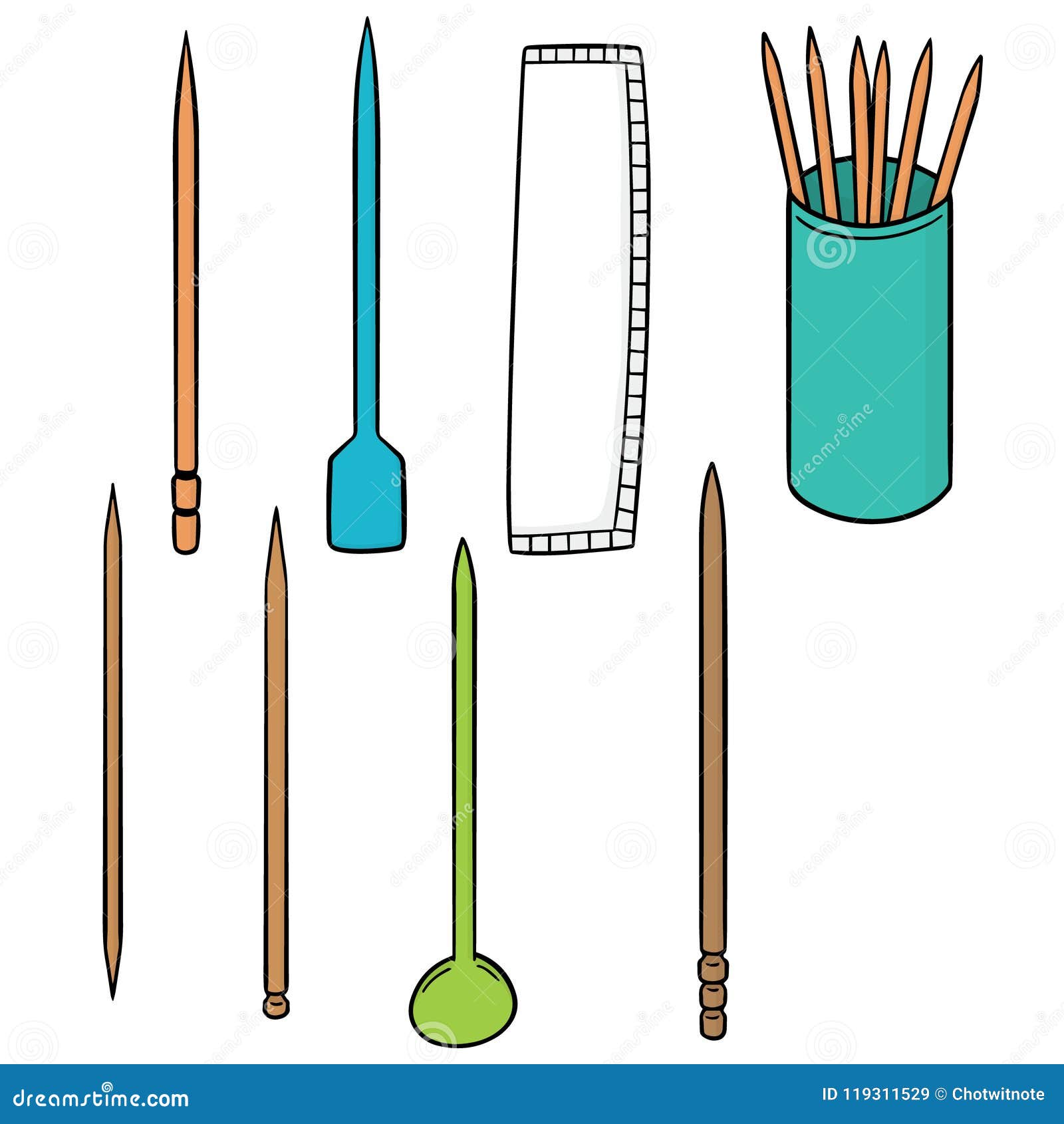 Vector set of toothpick stock vector. Illustration of cartoon - 119311529