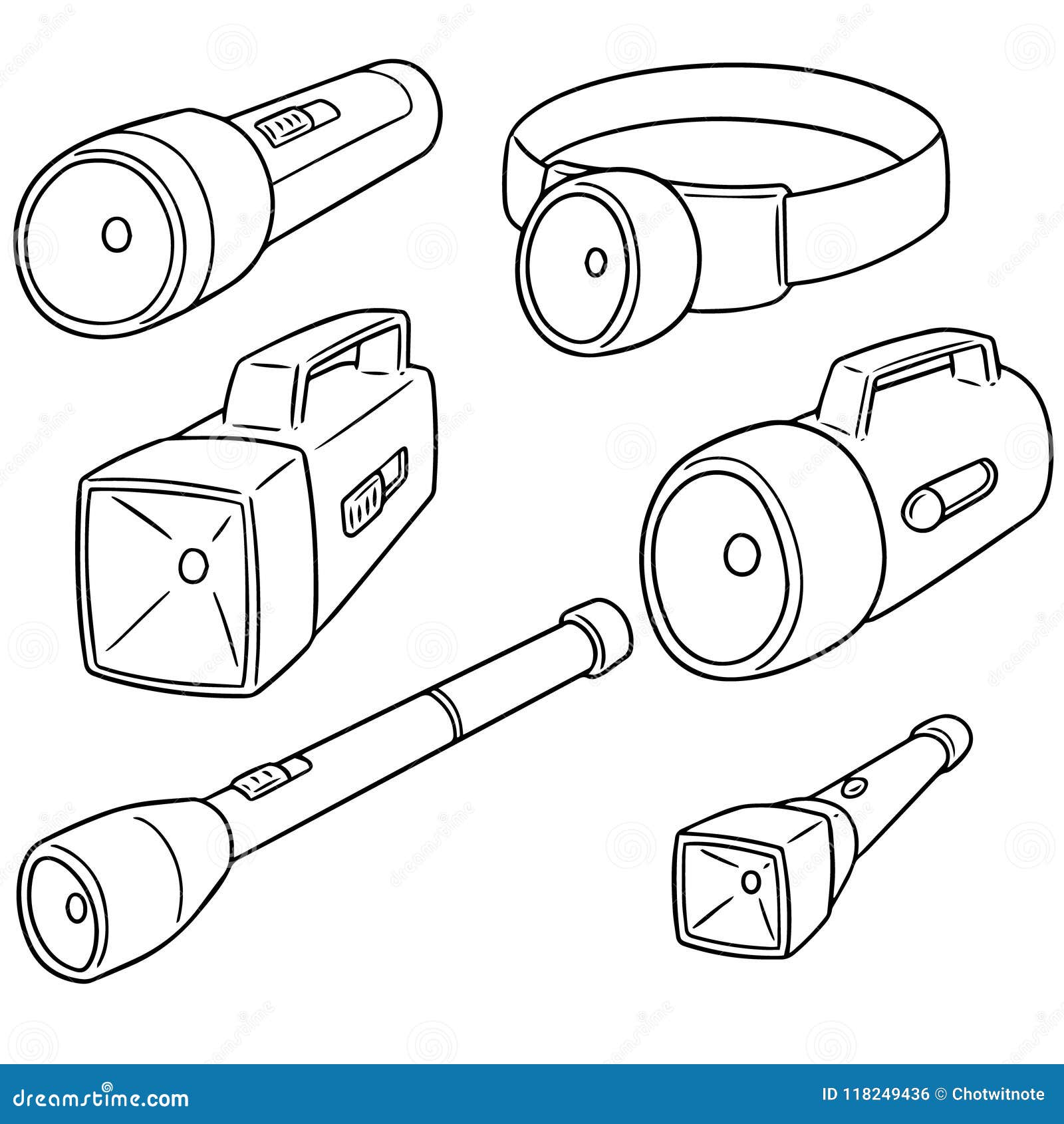 Vector set of torch stock vector. Illustration of line - 118249436