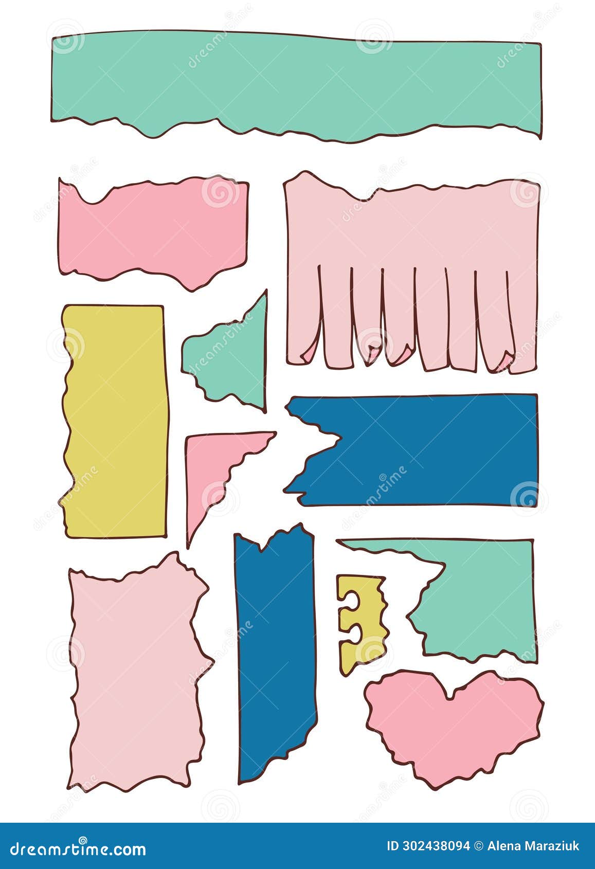 Vector Set of Torn Paper Sheets. Paper Notes, Stickers, Sheets. Writing ...