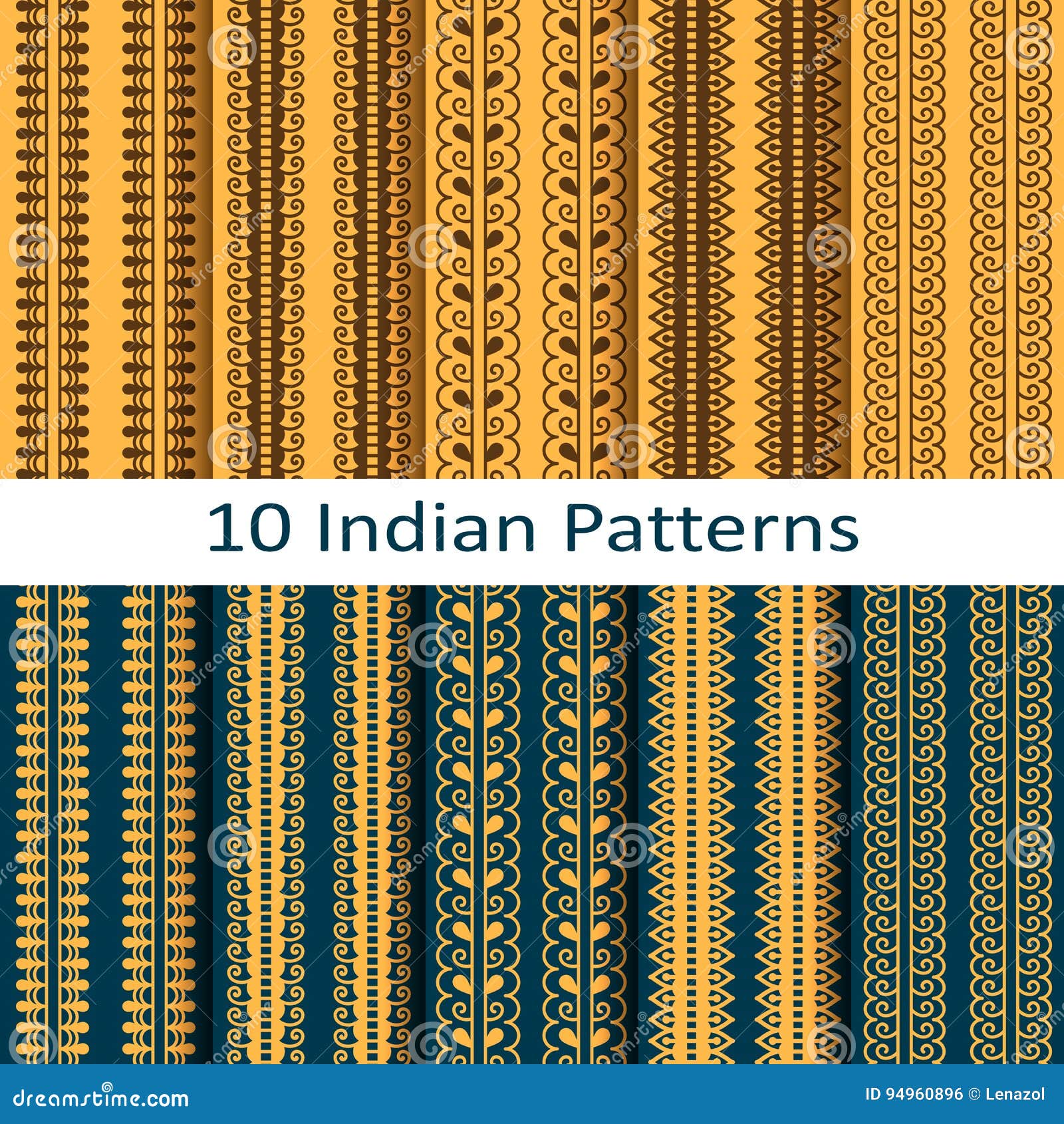 Vector Set with Traditional Seamless Vector Indian Patterns Stock ...