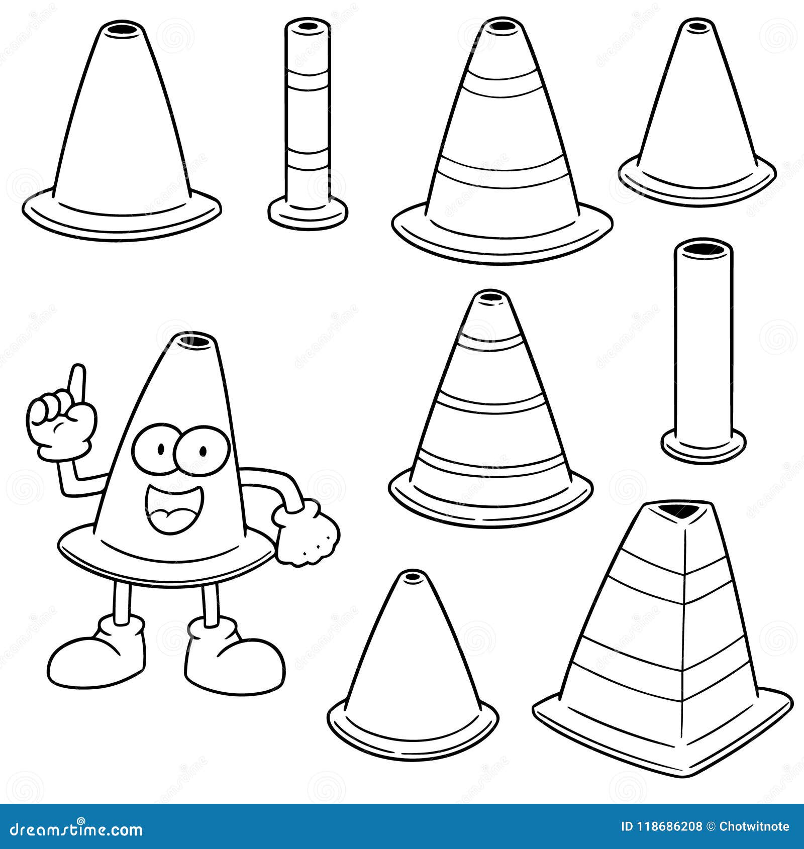 Vector set of traffic cone stock vector. Illustration of hand - 118686208 Vector set of traffic cone stock vector. Illustration of hand - 118686208