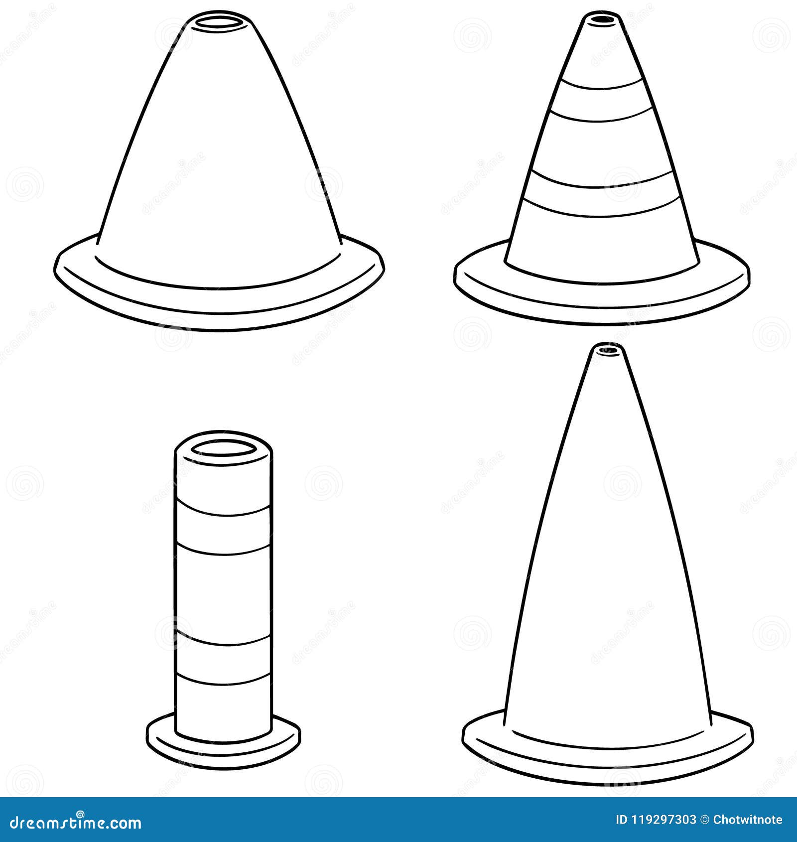 Vector set of traffic cone stock vector. Illustration of hand - 119297303