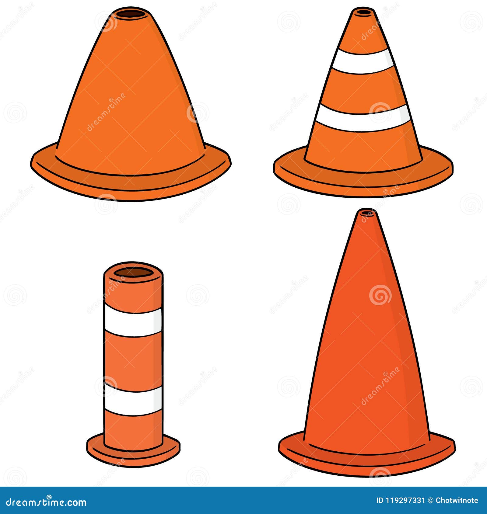Vector set of traffic cone stock vector. Illustration of equipment ...