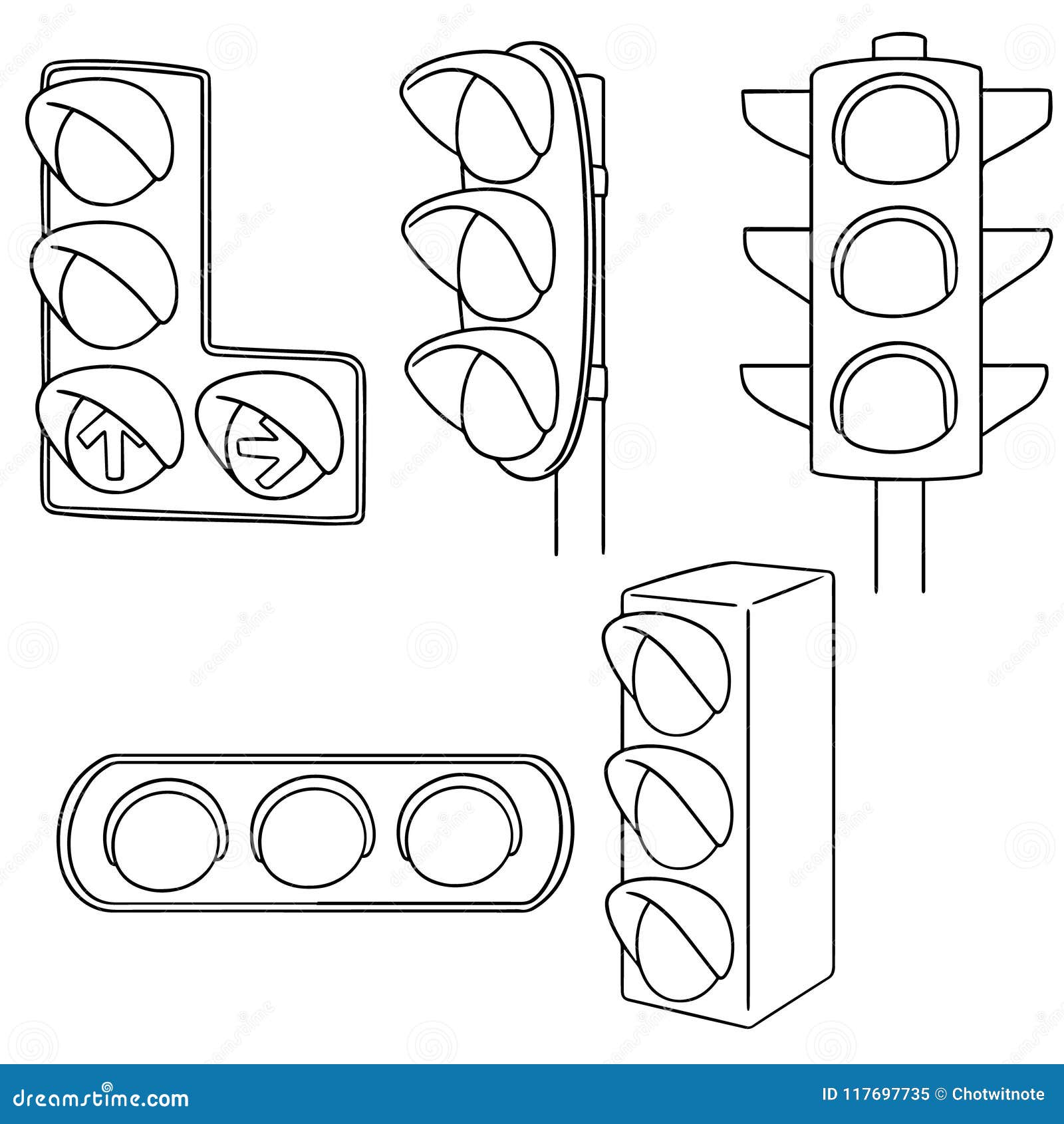 Vector Set of Traffic Light Stock Vector - Illustration of drawn ...